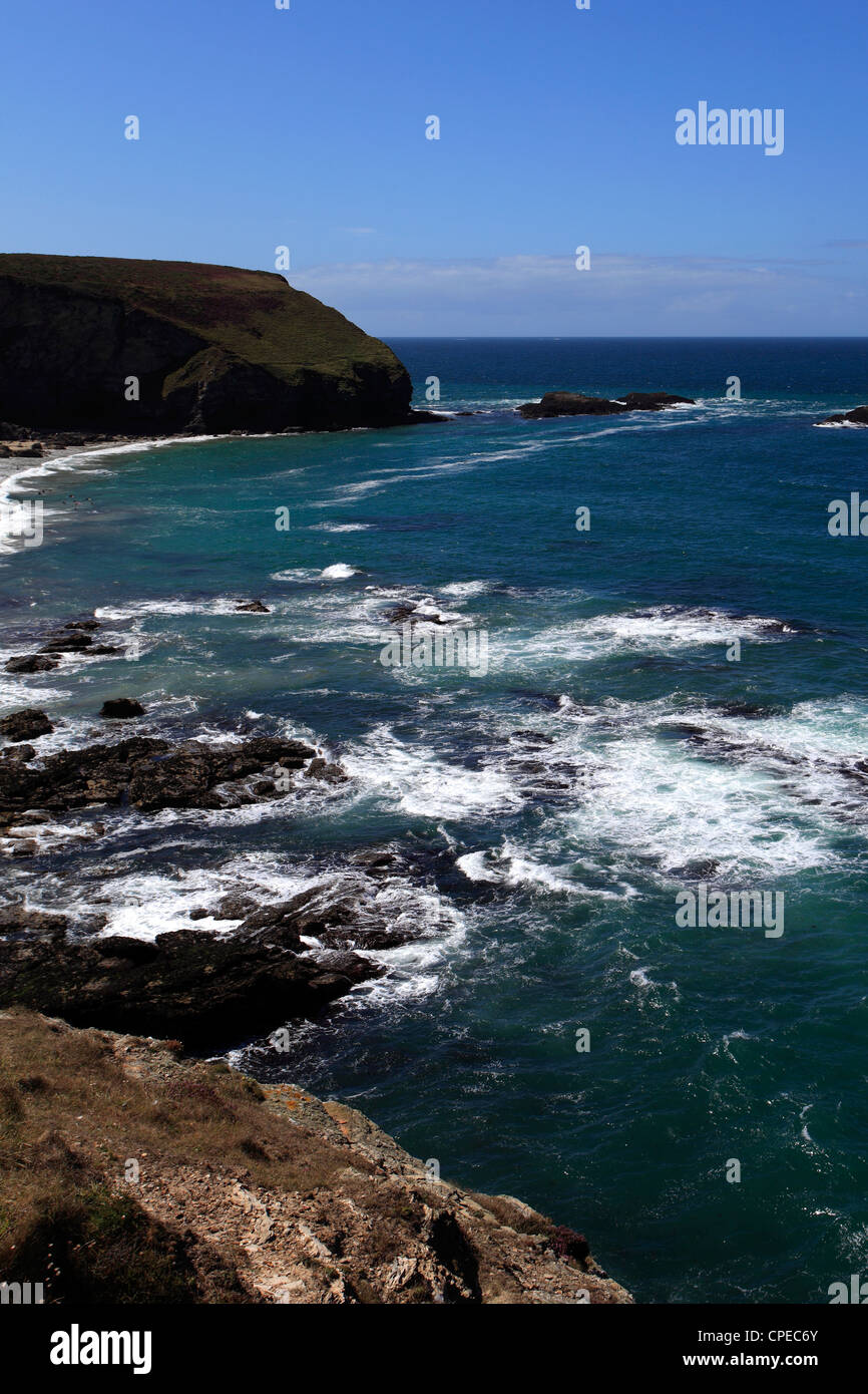 Coastline at Portreath coastal village, Cornwall County, England, UK ...