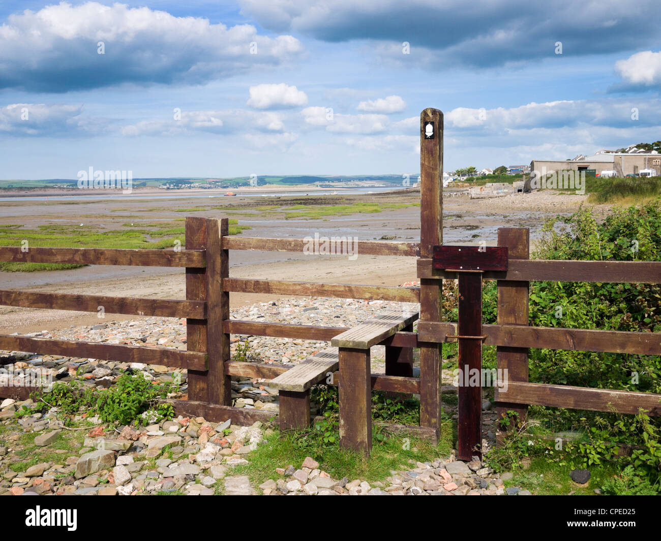 Stile along the South West Coast Path by the Taw and Torridge Estuary ...