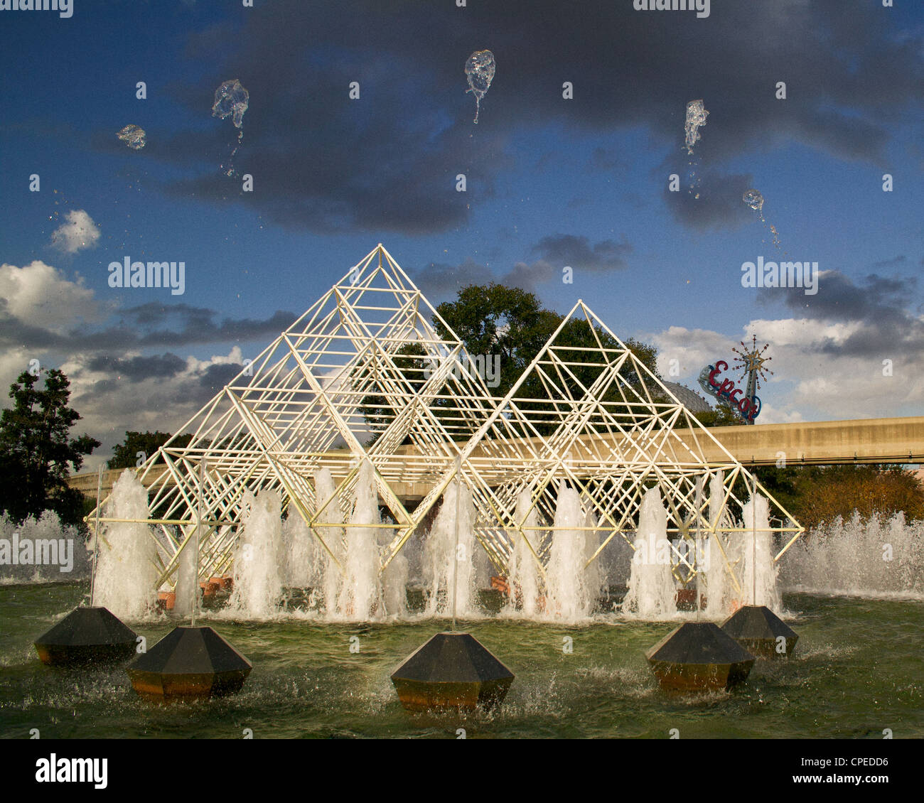 Shooting water from a water feature in Disney's Epcot resort, Orlando ...