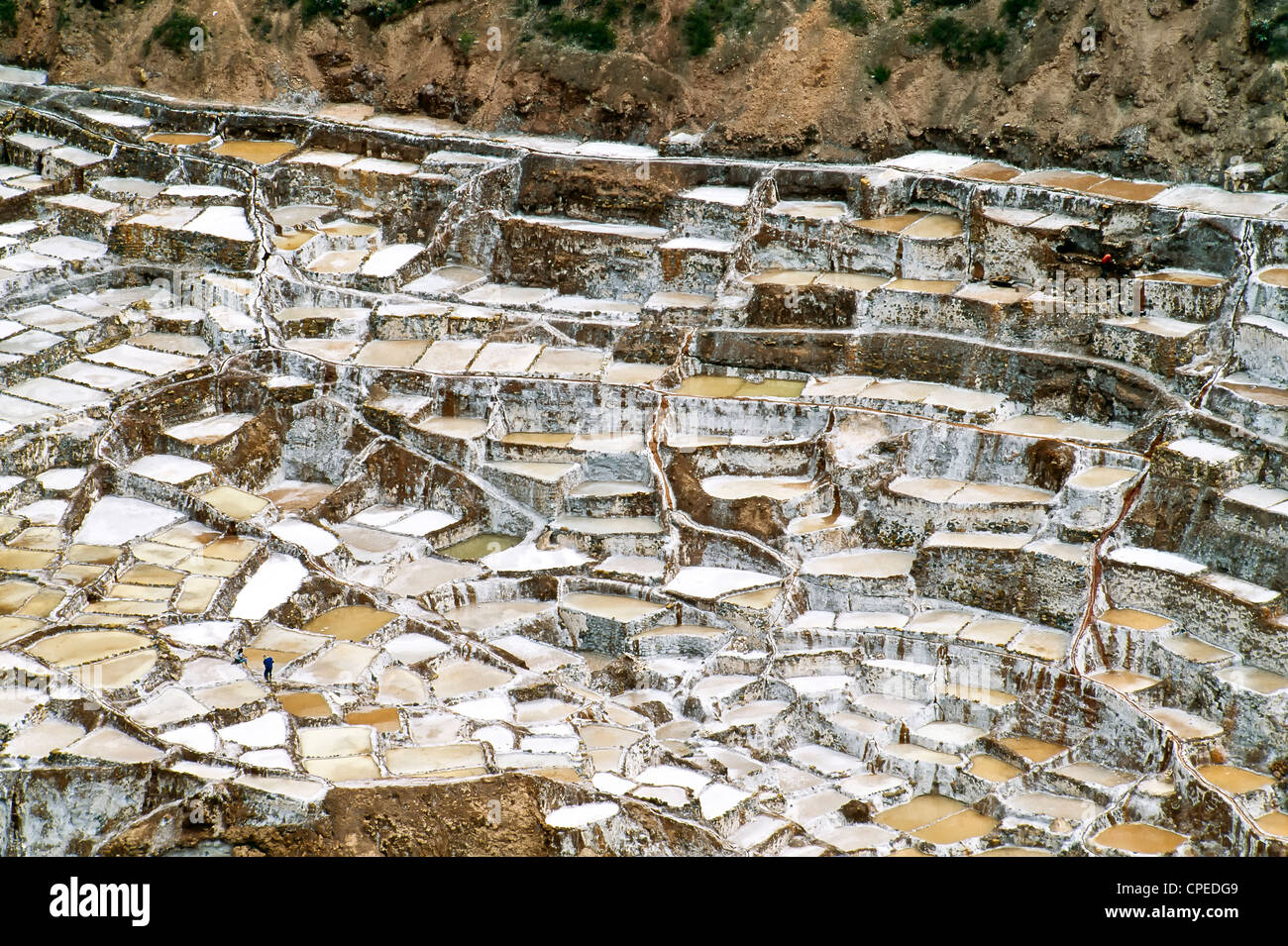 Inca terraced salt evaporation ponds, Peru Stock Photo - Alamy