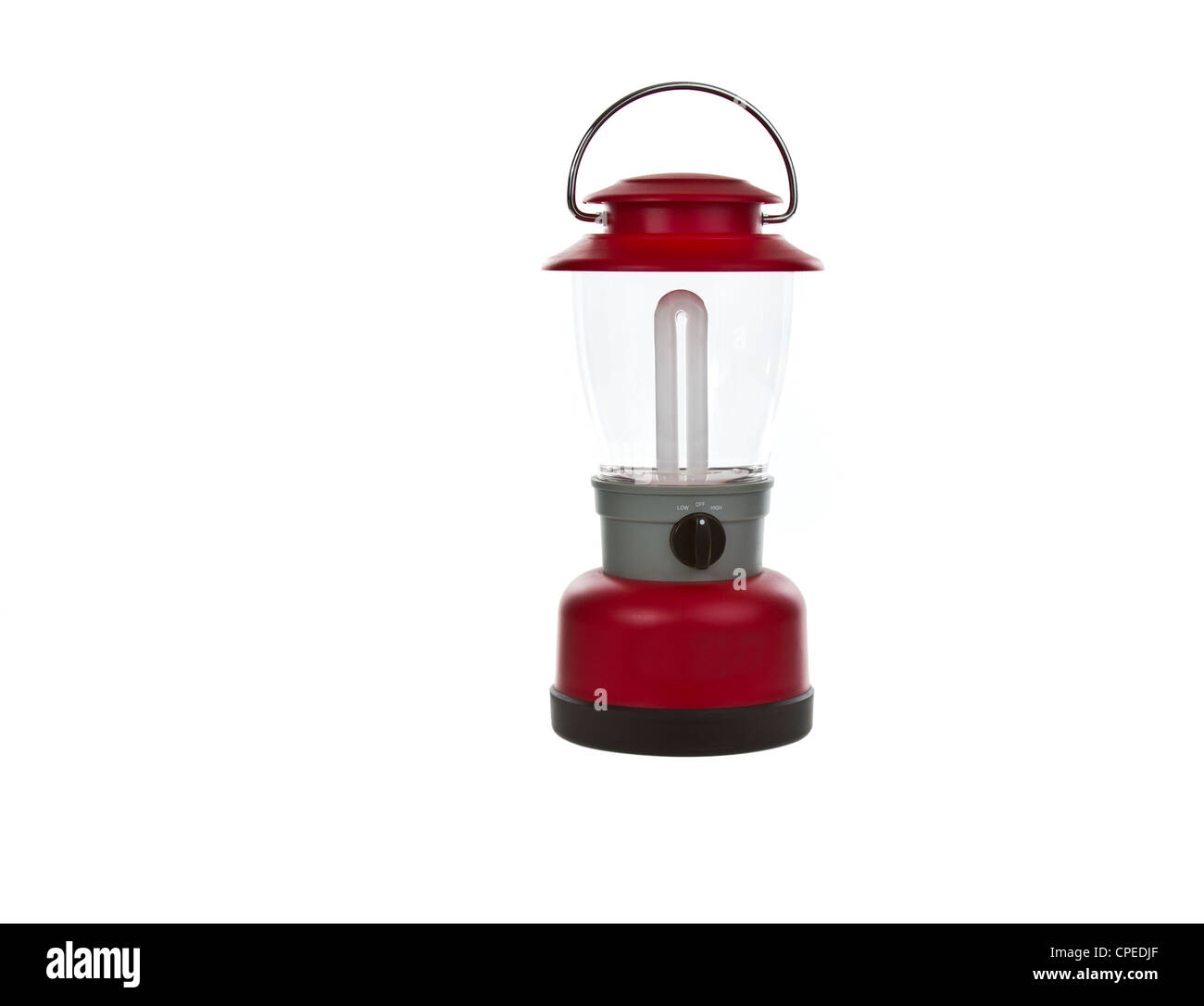 Large camping battery lantern on white background Stock Photo - Alamy