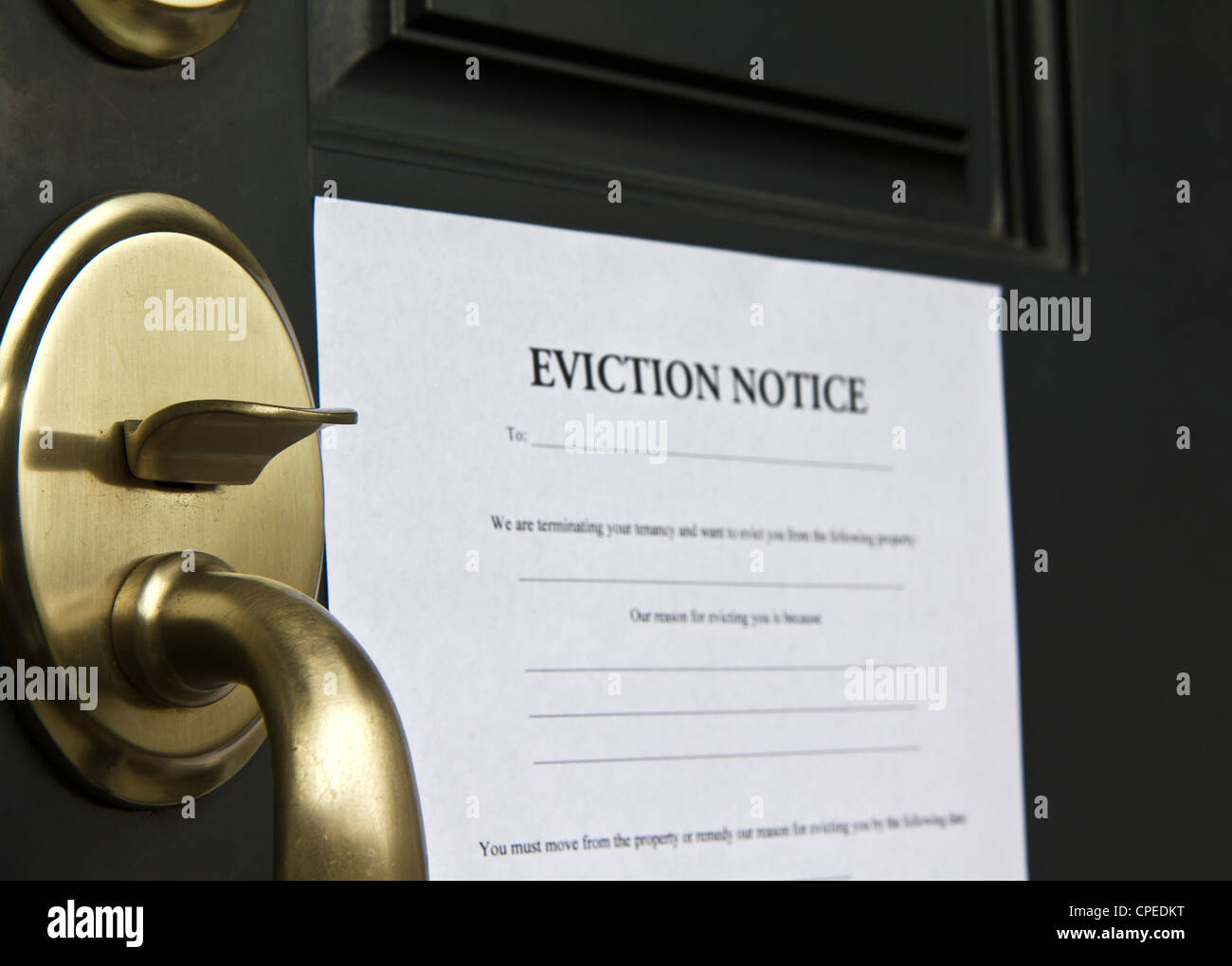 Eviction notice letter posted on front door of house Stock Photo - Alamy Eviction notice letter posted on front door of house Stock Photo - Alamy