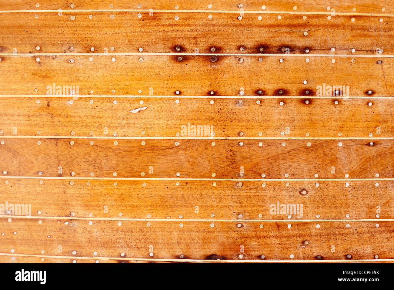 boat wooden hull texture detail with caulking putty and screw Stock ...