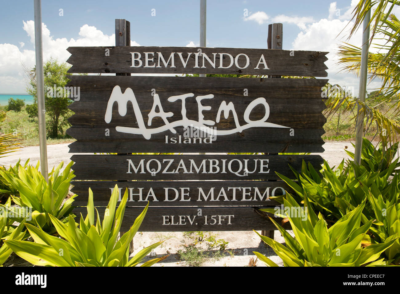 Matemo island sign in the Quirimbas archipelago off the coast of ...