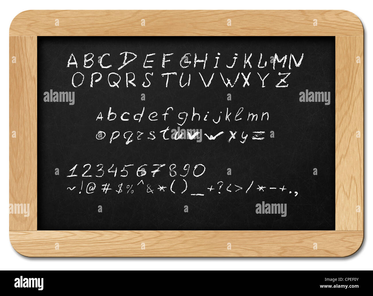 Chalkboard with alphabet letters, numbers and symbols for your own text ...