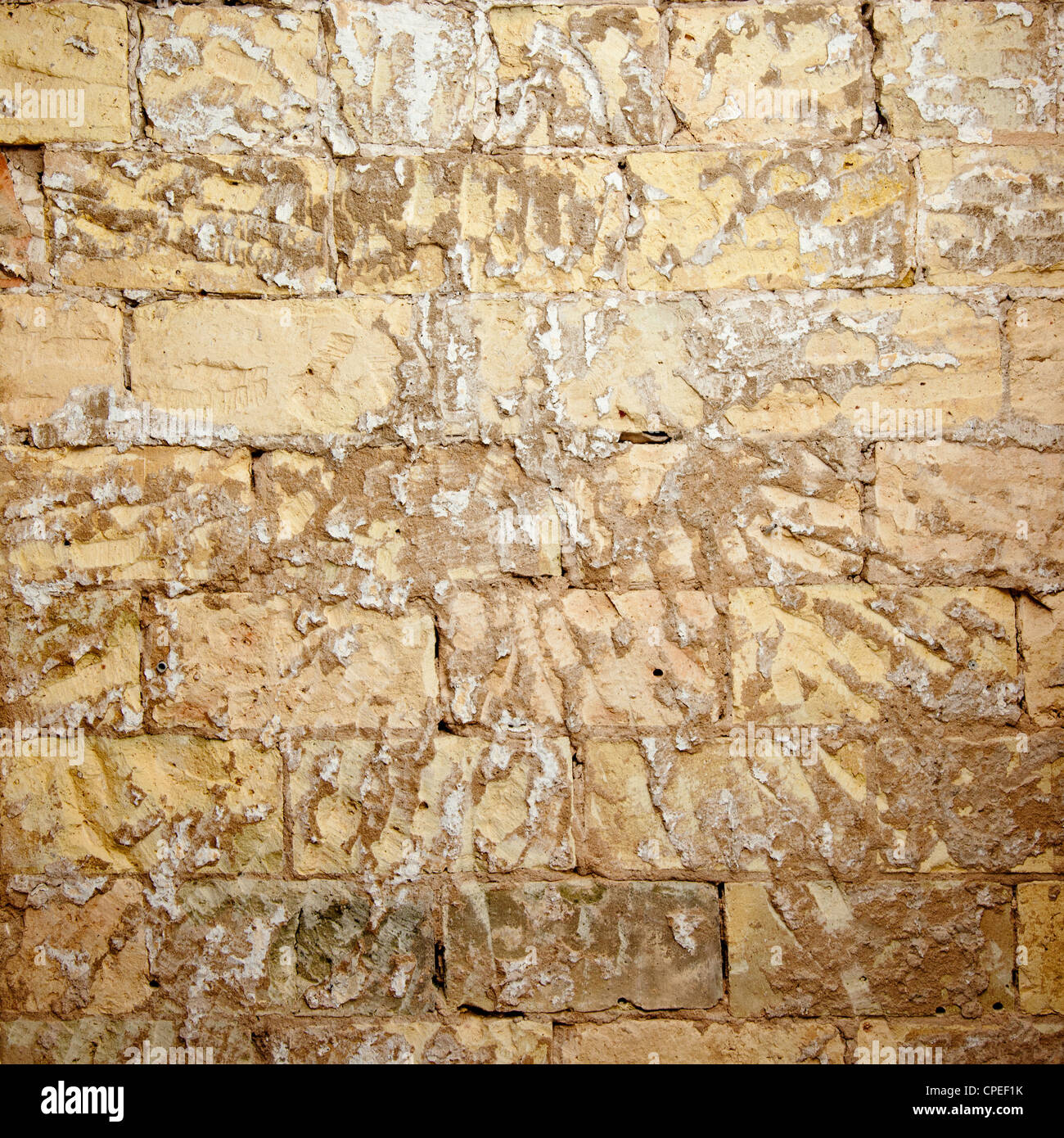 brick wall grunge scraped brickwall to restore the mortar plaste Stock ...