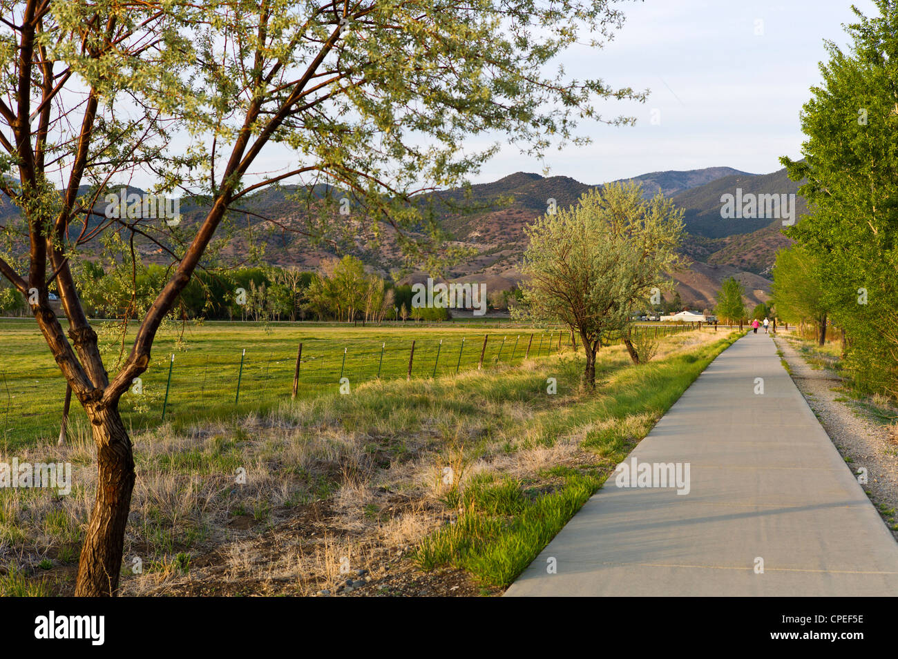 Walking path in the small mountain town of Salida, Colorado, USA Stock ...
