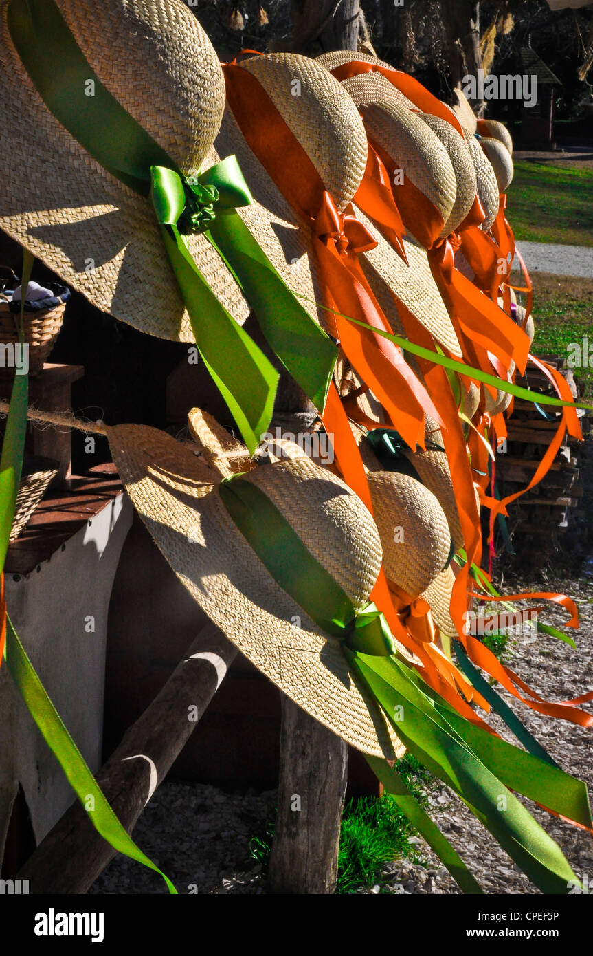 assorted straw hats display for sale Stock Photo - Alamy