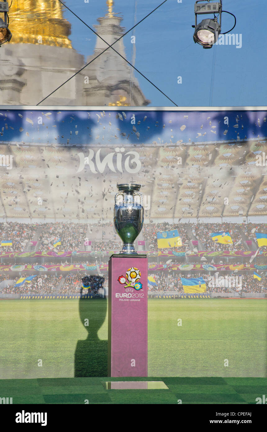 KIEV,UKRAINE-MAY 11: The UEFA EURO 2012 Cup trophy is set on ...
