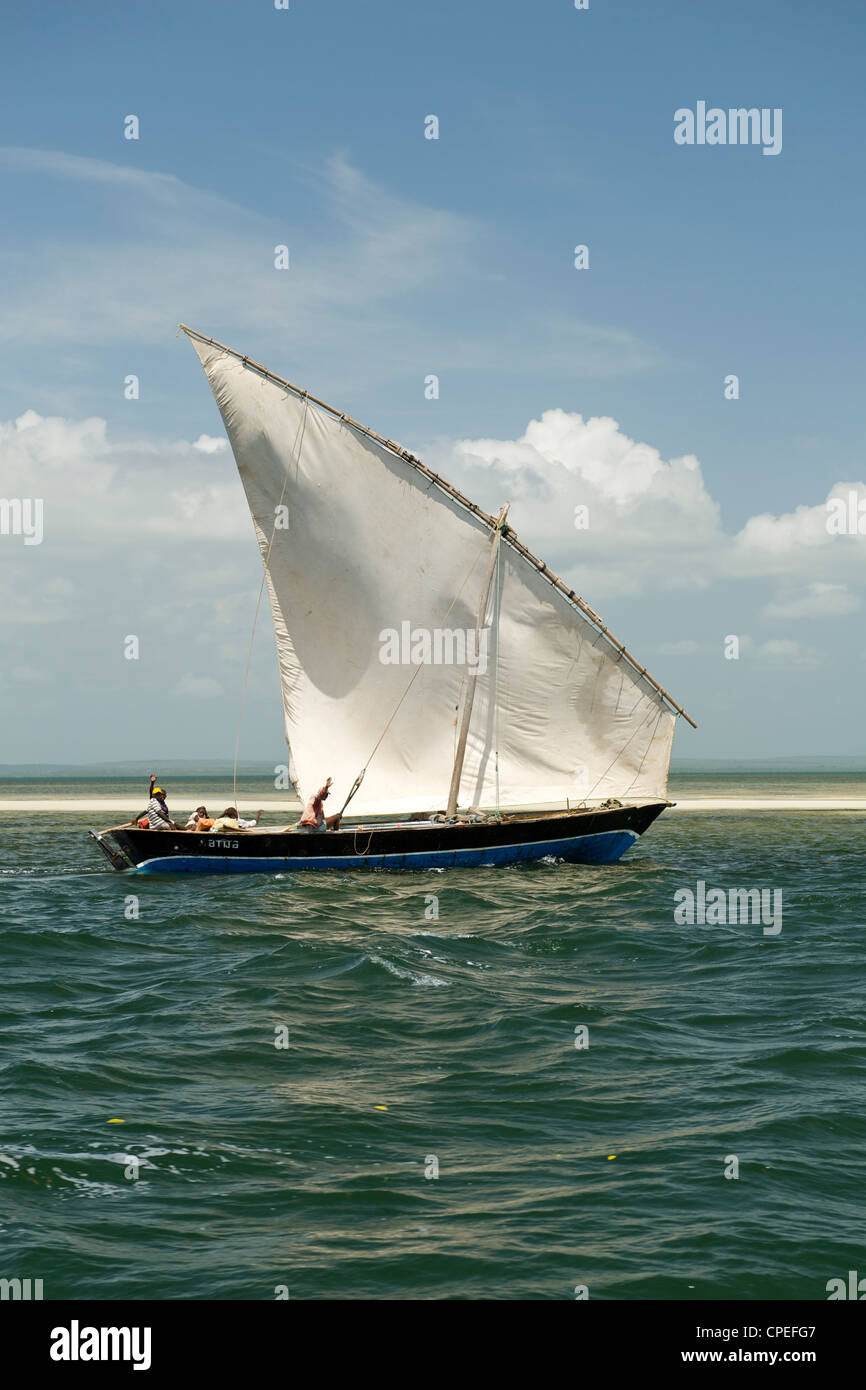 Dhow sailing in the Quirimbas archipelago off the coast of northern ...