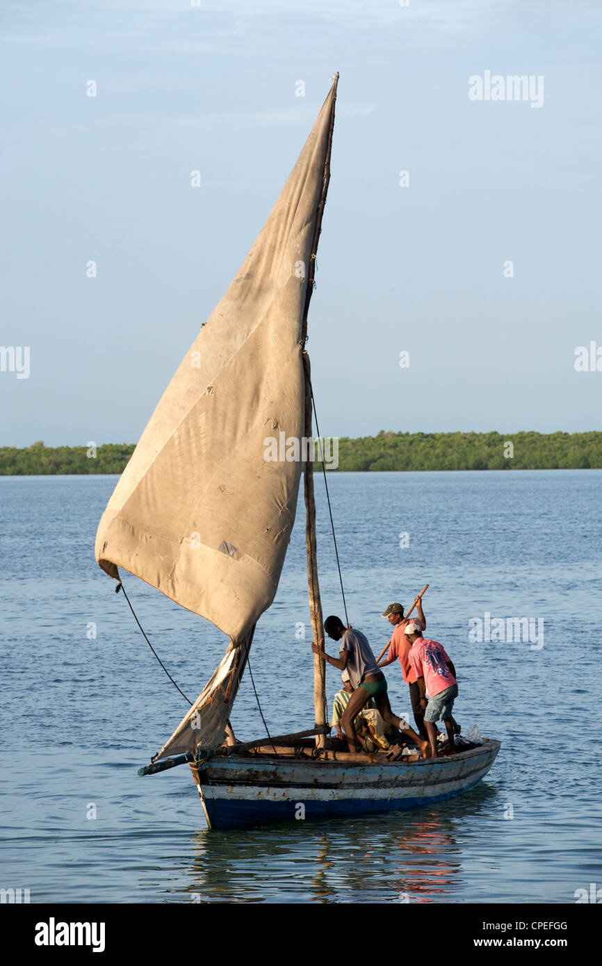 Dhow sailing in the Quirimbas archipelago off the coast of northern ...