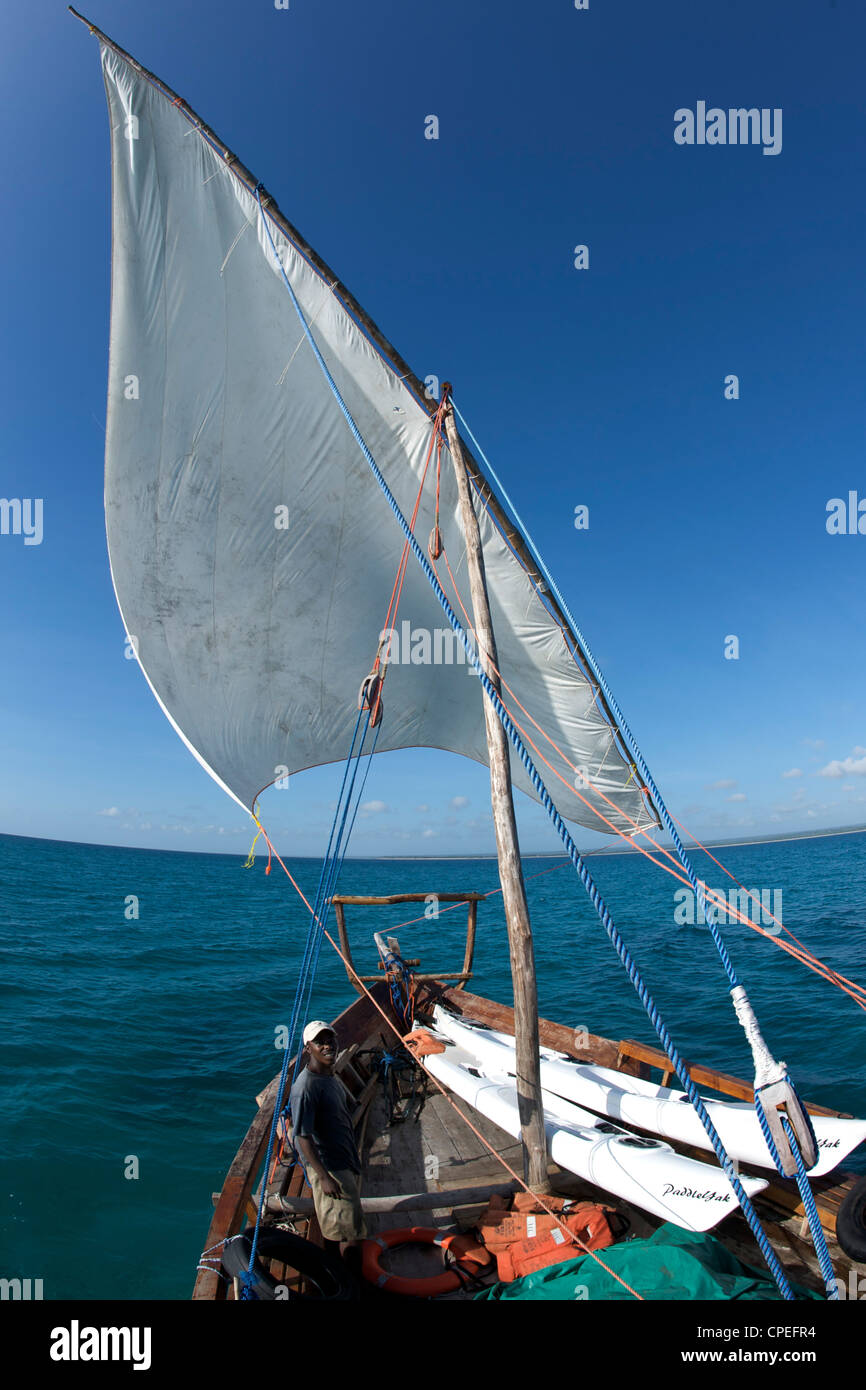 Dhow sailing in the Quirimbas archipelago off the coast of northern ...