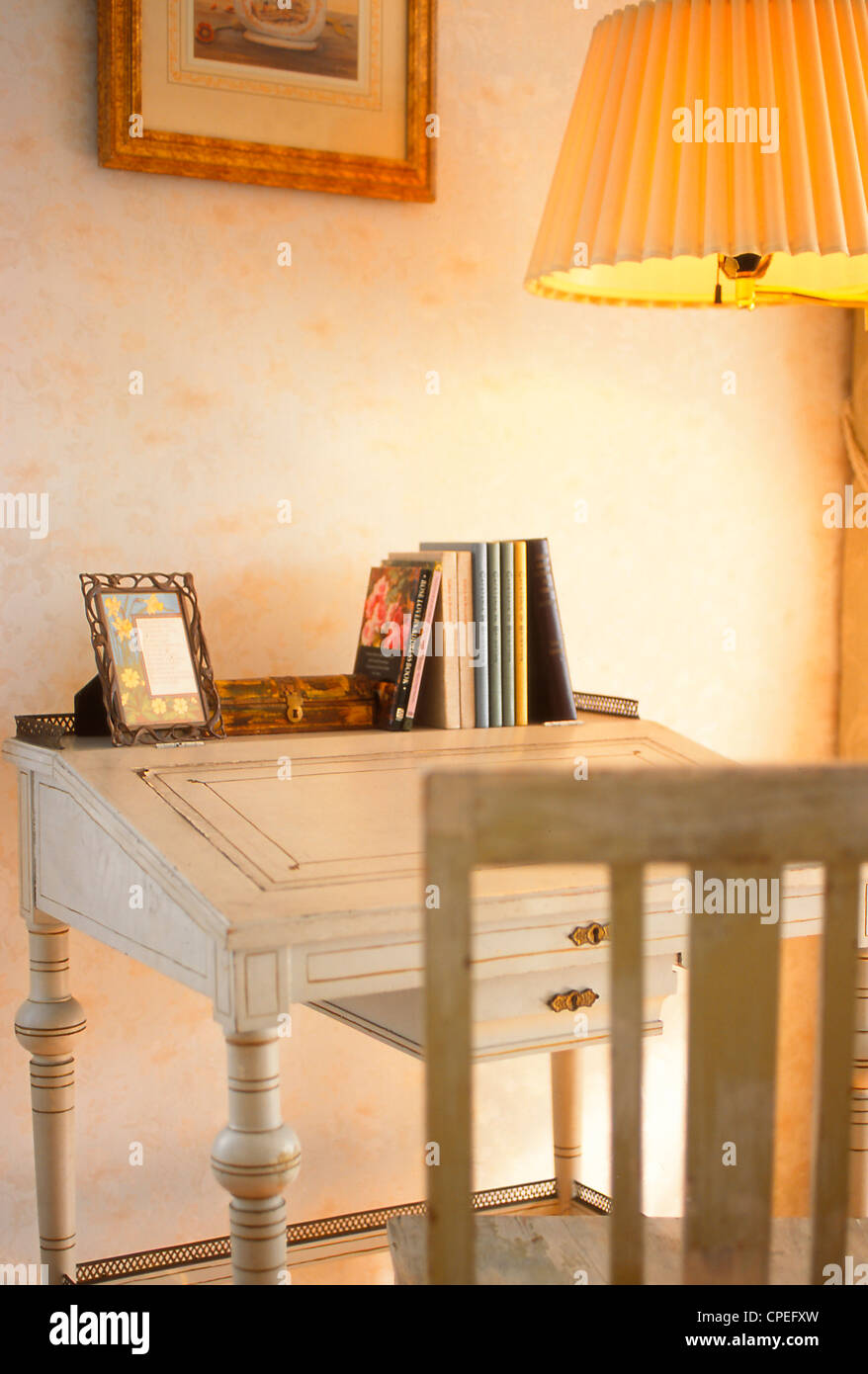 Traditional Wooden Table With Drawer Stock Photo - Alamy
