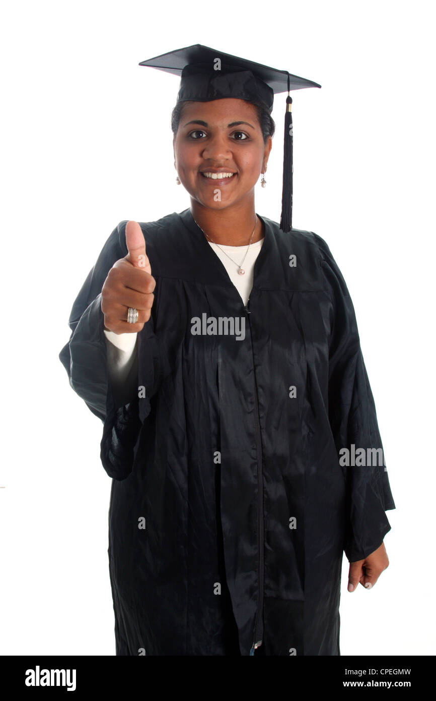 Minority woman with her graduation cap and gown Stock Photo - Alamy