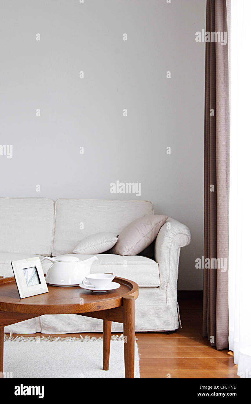 Tea Set On Modern Coffee Table Stock Photo - Alamy