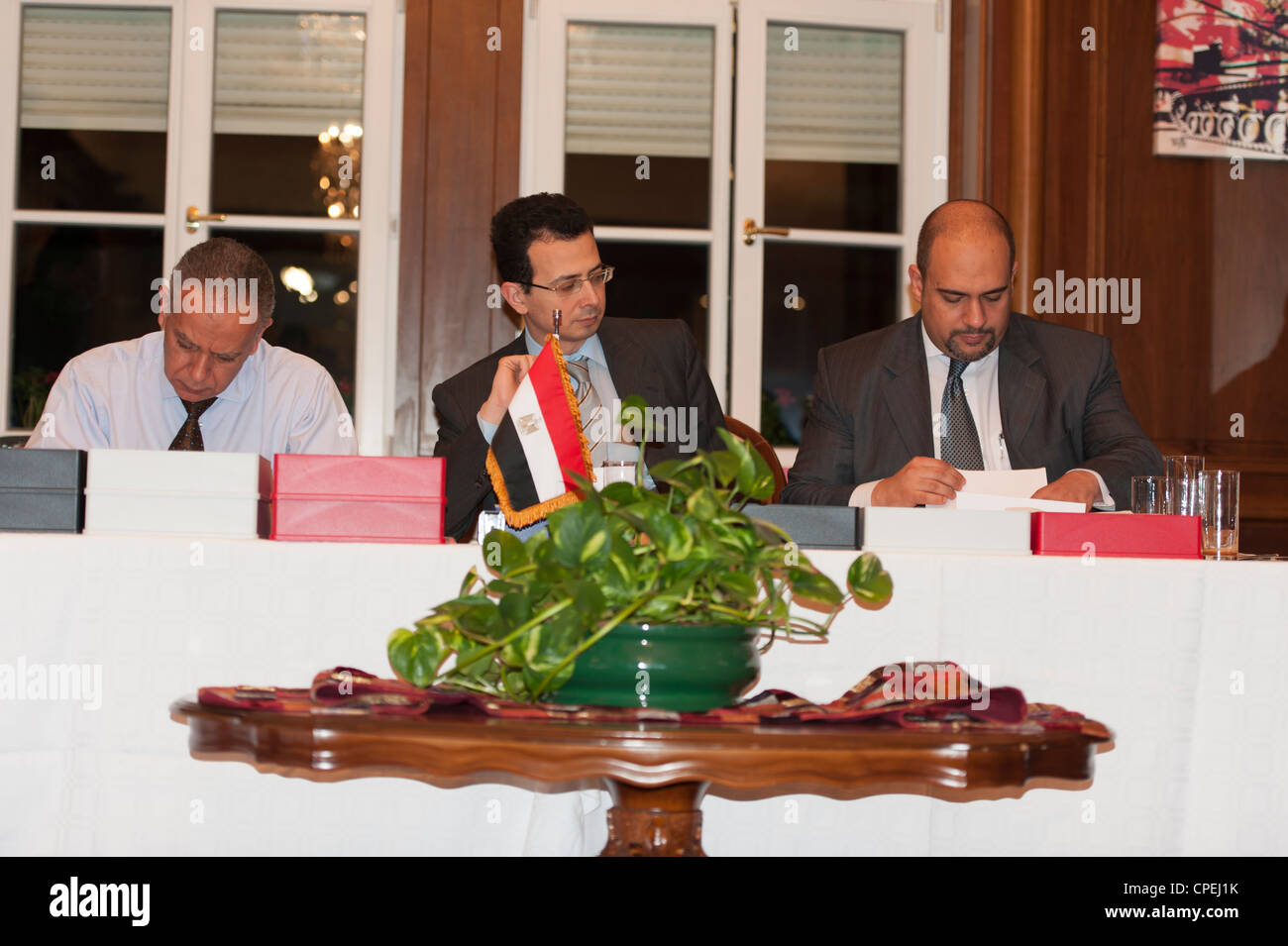 First secretary Mr. Ahmed Fadel watching the counts the votes Stock ...