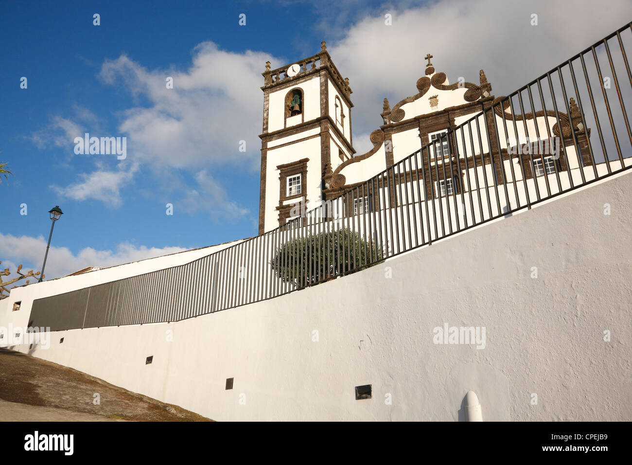 Church in the parish of Santa Cruz, city of Lagoa. Sao Miguel island ...