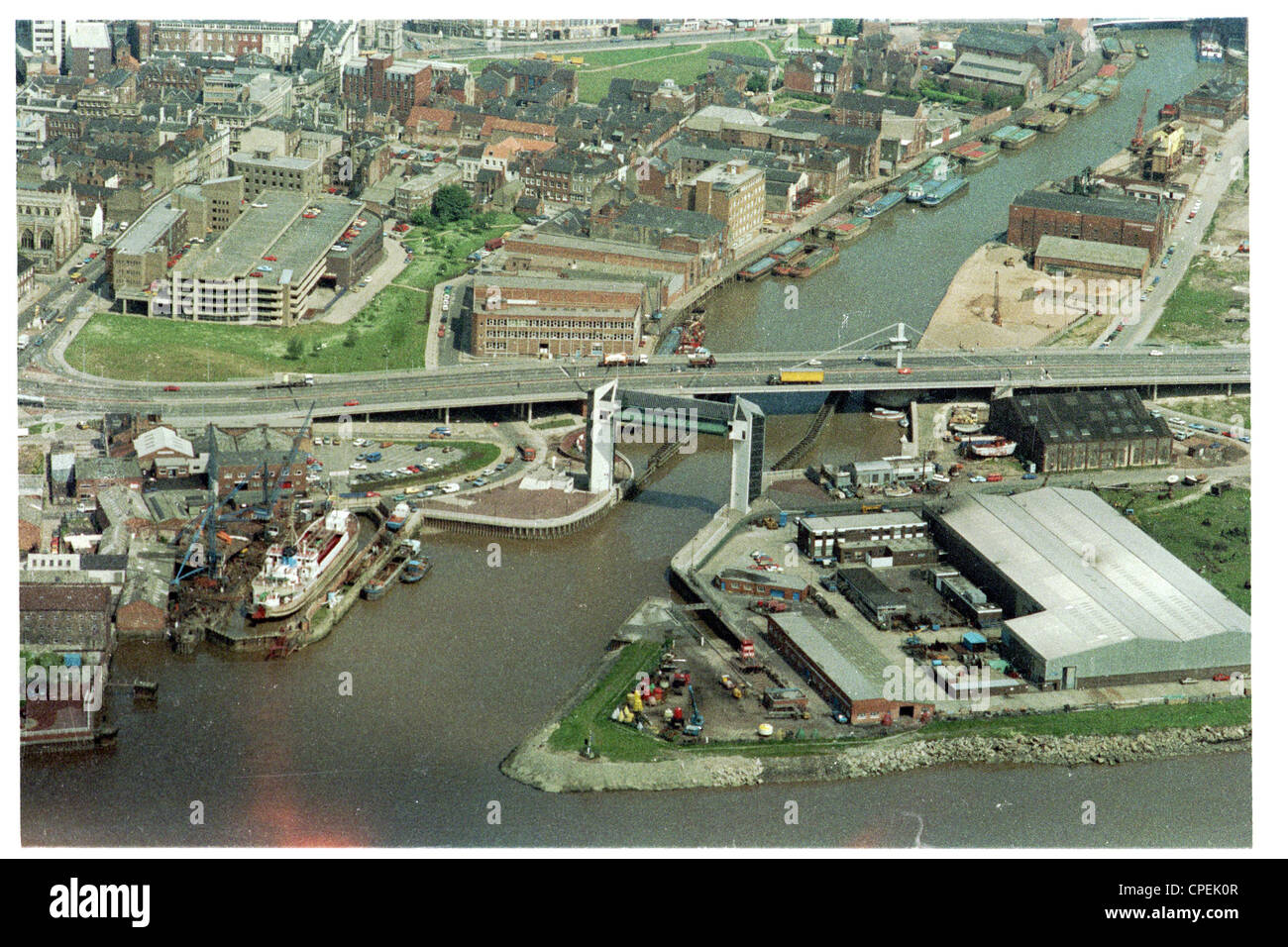 aerial view of the tidal surge barrier in hull which is located at the ...