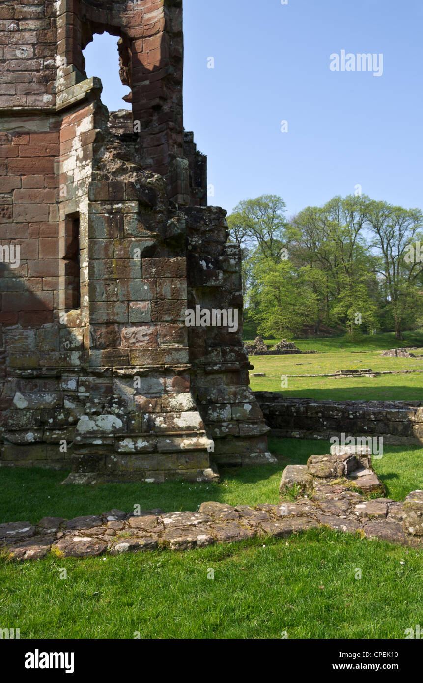 View of Furness Abbey ruins Barrow in Furness in early summer with blue ...
