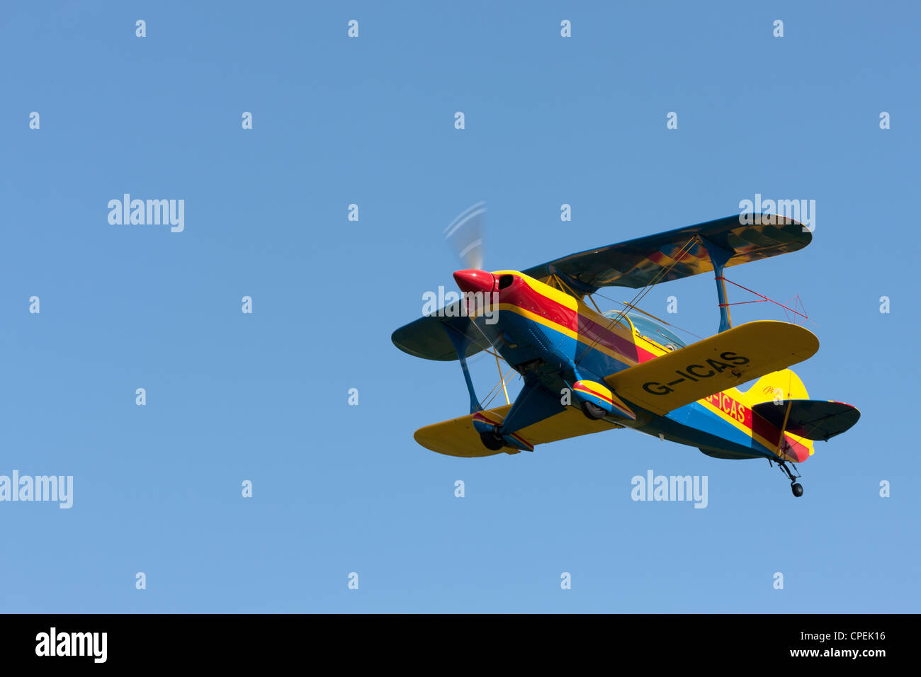 Pitts S2B Special G-ICAS in flight at Breighton Airfield Stock Photo ...