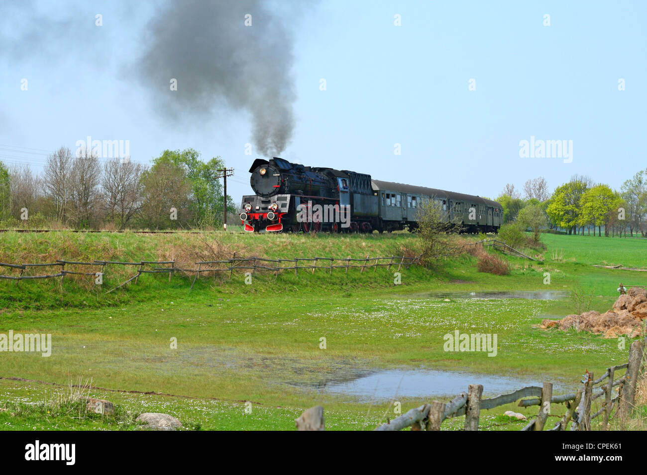 Steam retro train Stock Photo - Alamy