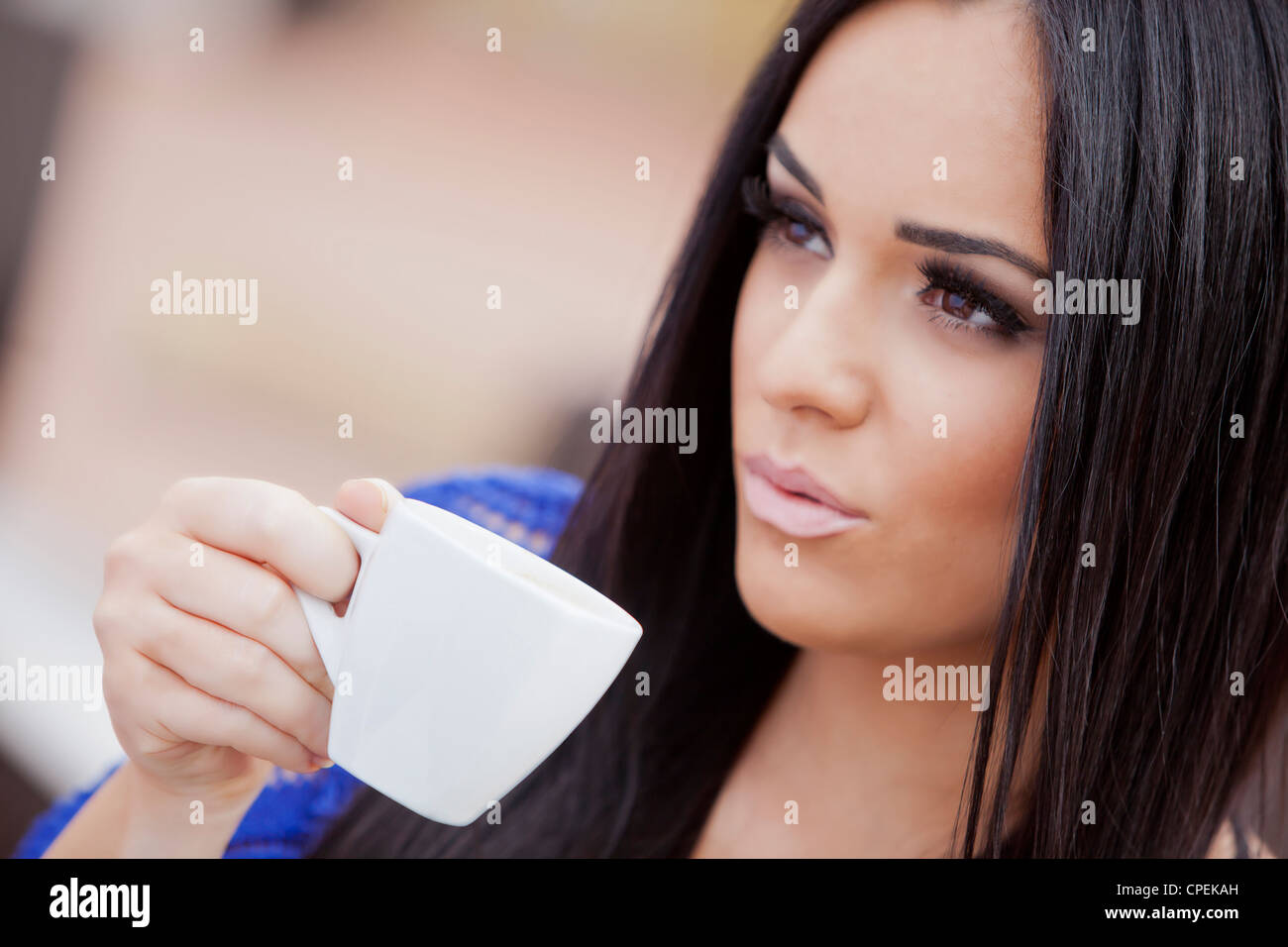 Young girl drinking coffee Stock Photo - Alamy Young girl drinking coffee Stock Photo - Alamy