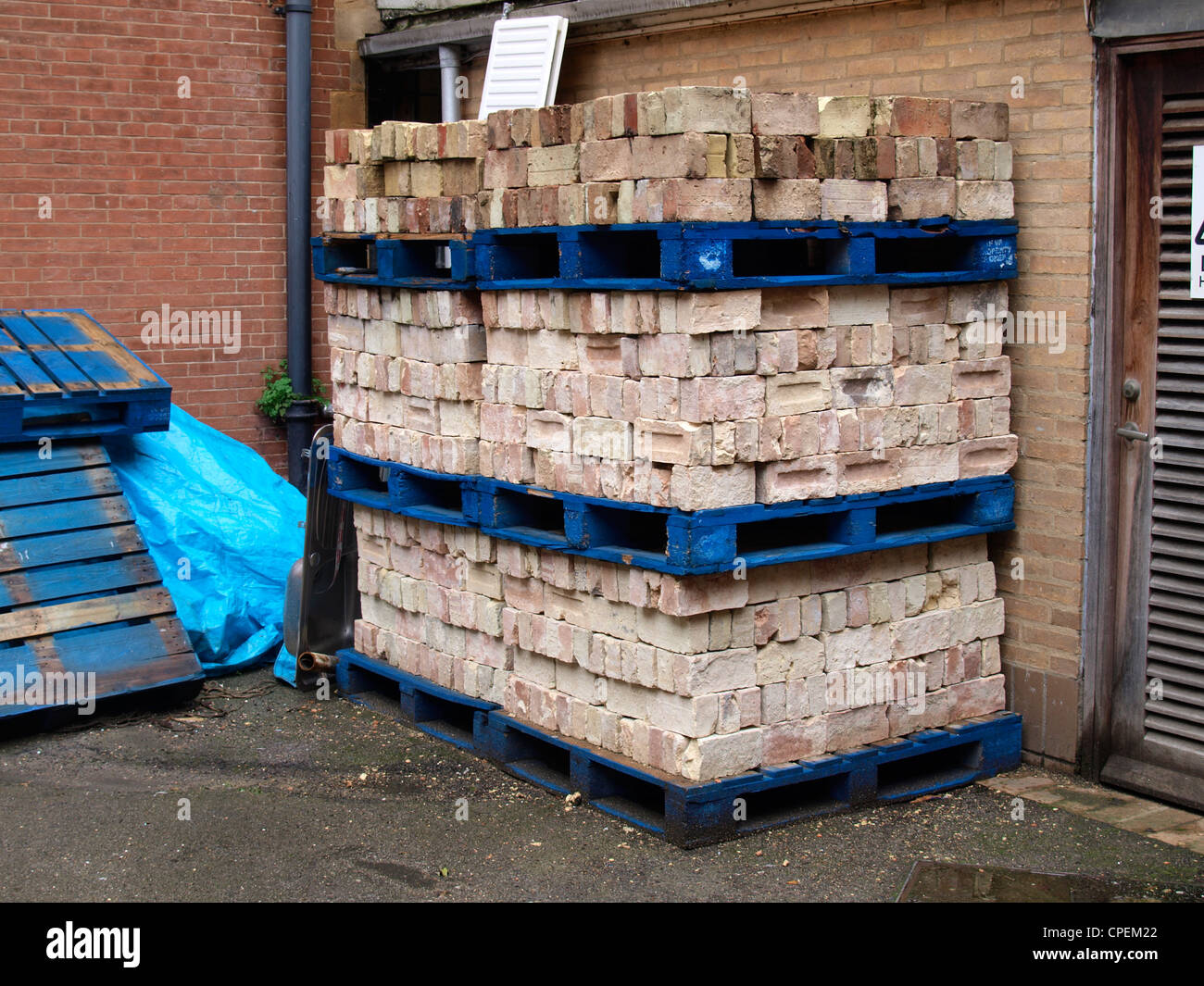 Pallets of old bricks, Cambridge, UK Stock Photo - Alamy