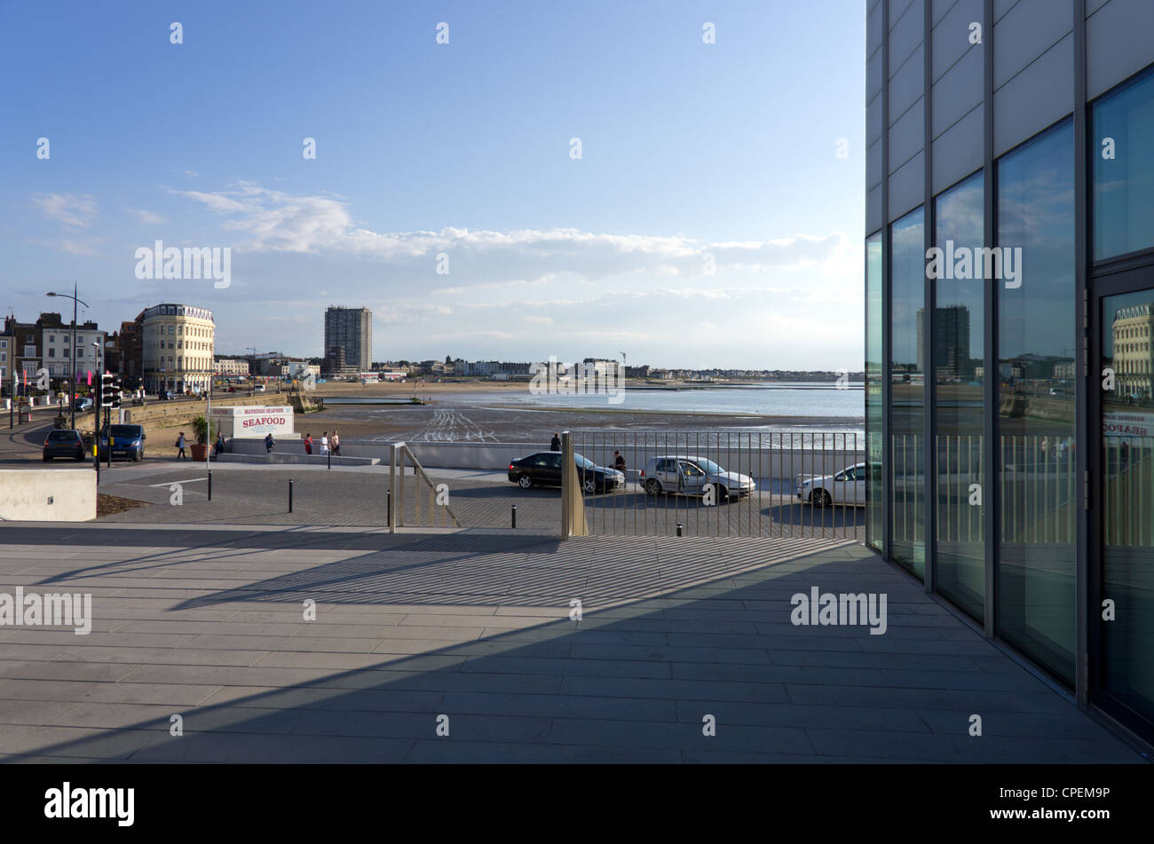 A view of Margate harbour and sea front looking from the Turner ...