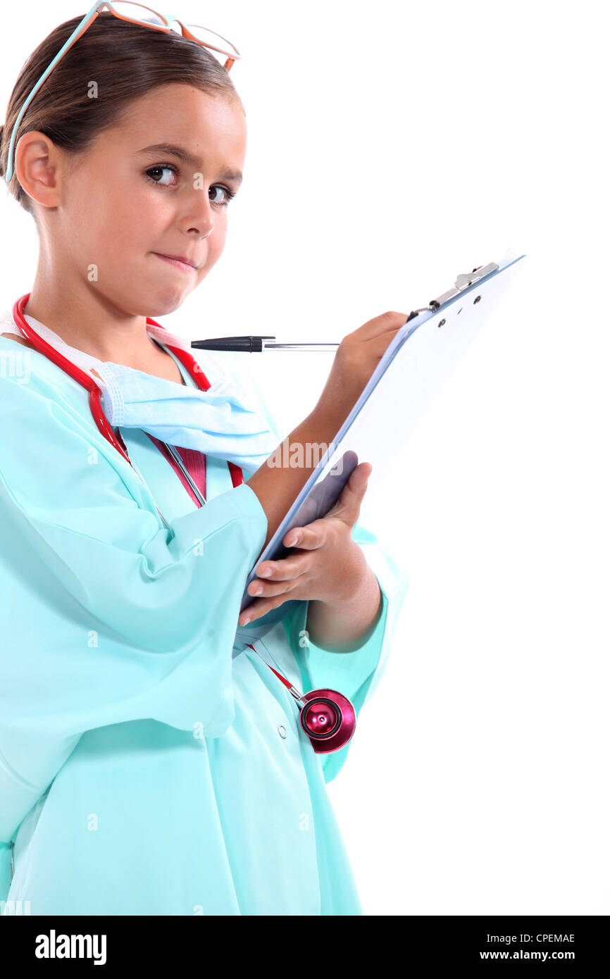 Girl dressed as a doctor Stock Photo - Alamy