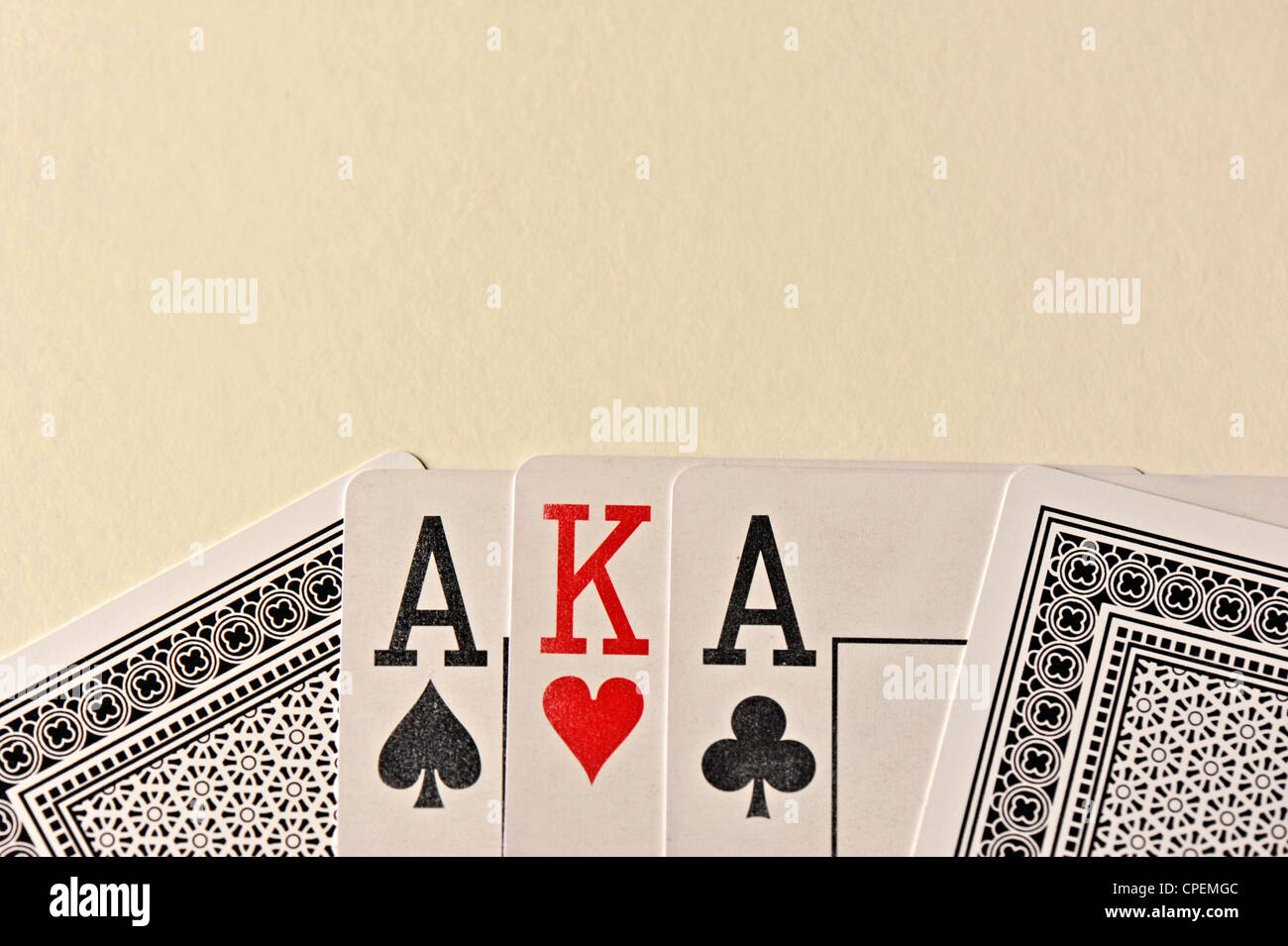 Playing cards spelling out "AKA Stock Photo - Alamy