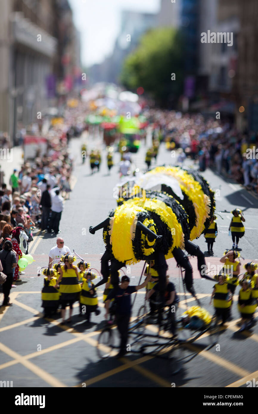 First ever Manchester Day parade on Deansgate Manchester UK Stock Photo ...