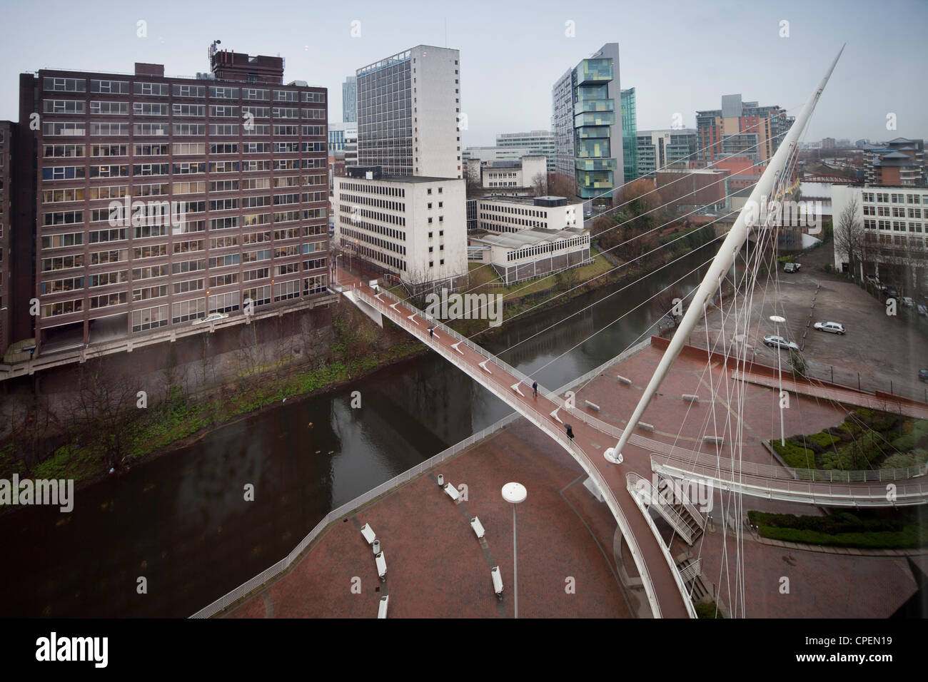 Trinity Bridge is a footbridge which crosses the River Irwell and links ...