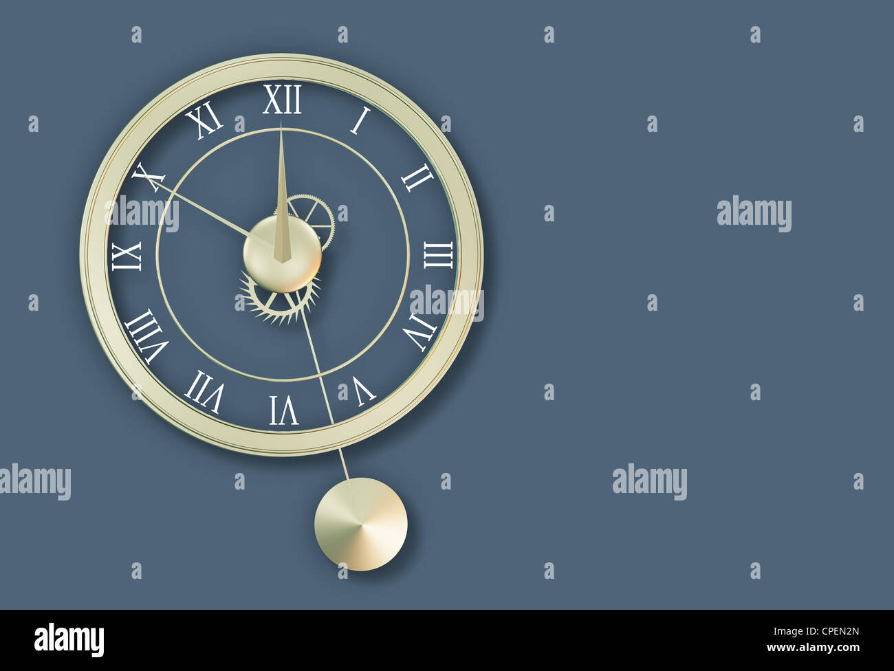 Clock on blue gradient background Stock Photo - Alamy