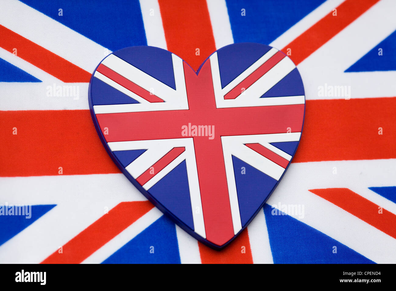 heart shaped Union Jack on a Union Jack Flag Stock Photo - Alamy