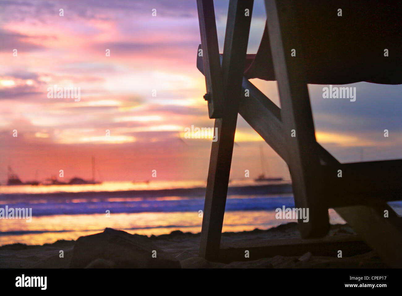 Sunset in front of rainbow colored sunset in San Juan del Sur ...