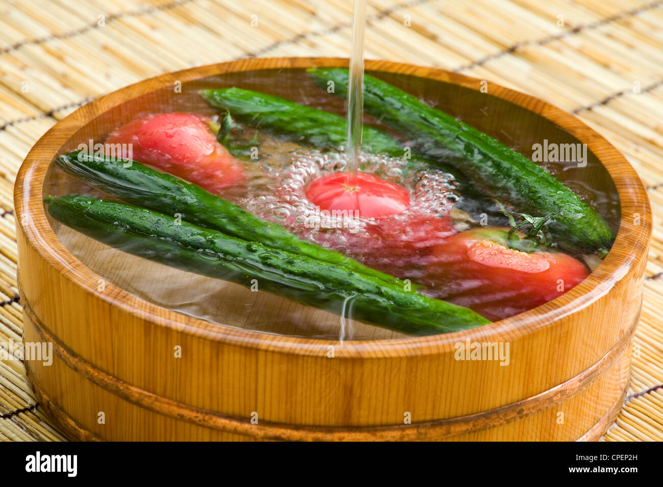 Fresh Vegetable Being Washed Stock Photo - Alamy