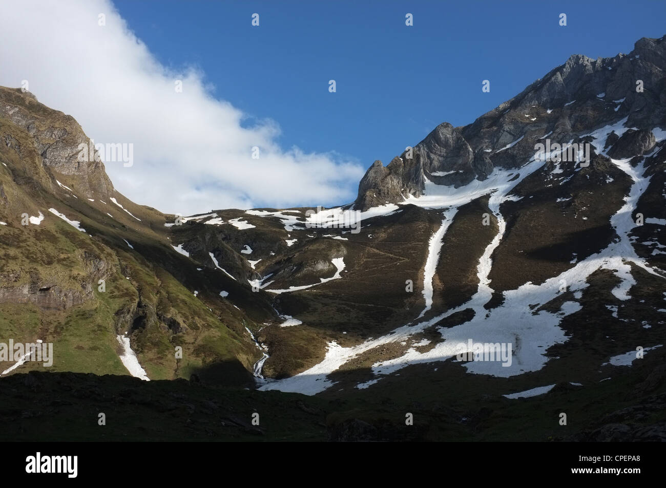 Mountain view near Port d'Aula, Ariege, Pyrenees, France Stock Photo ...