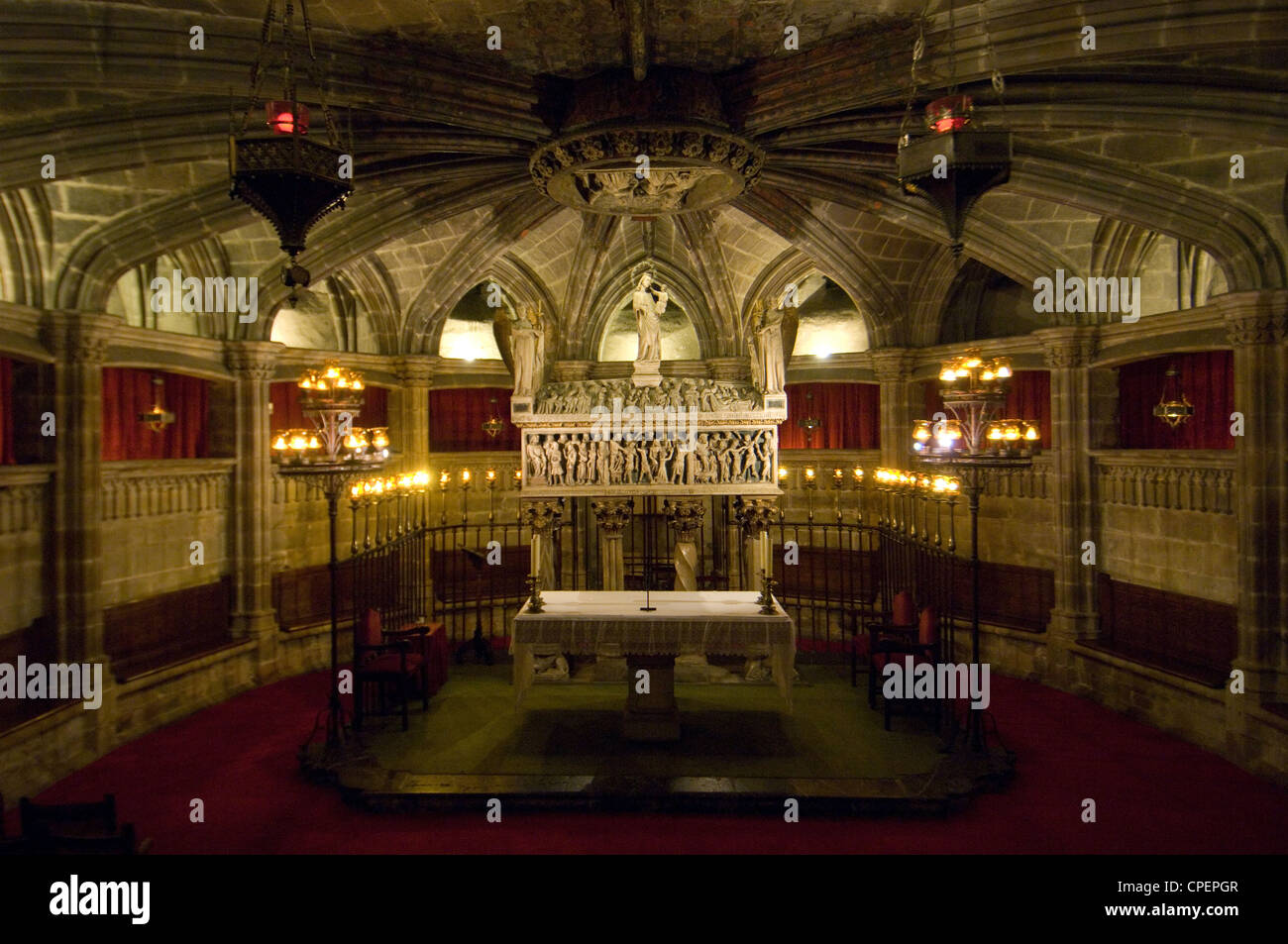 Crypt of La Catedral, Barcelona, Catalunya, Spain Stock Photo - Alamy