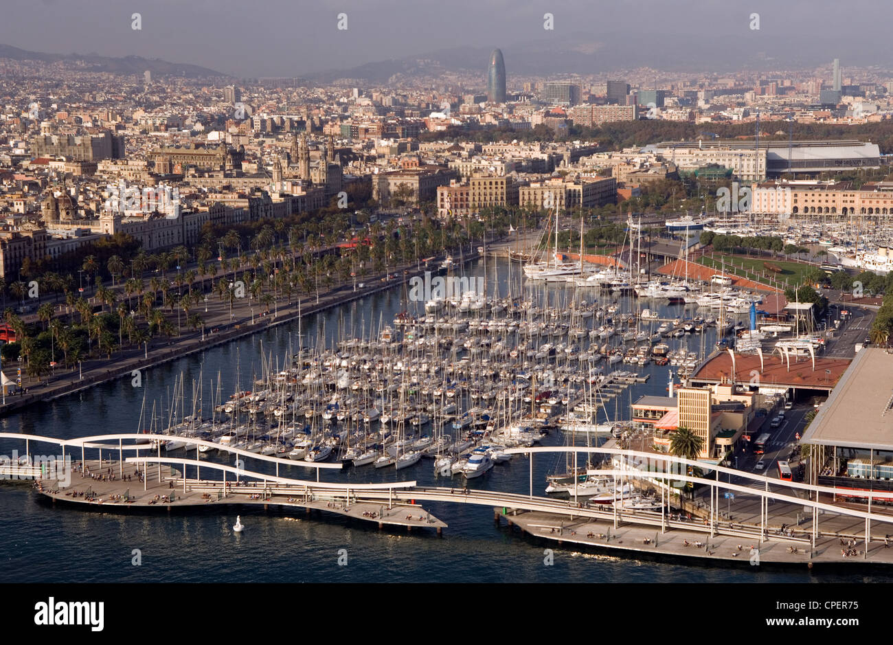 Overview of the port area, Barcelona, Catalunya, Spain Stock Photo - Alamy