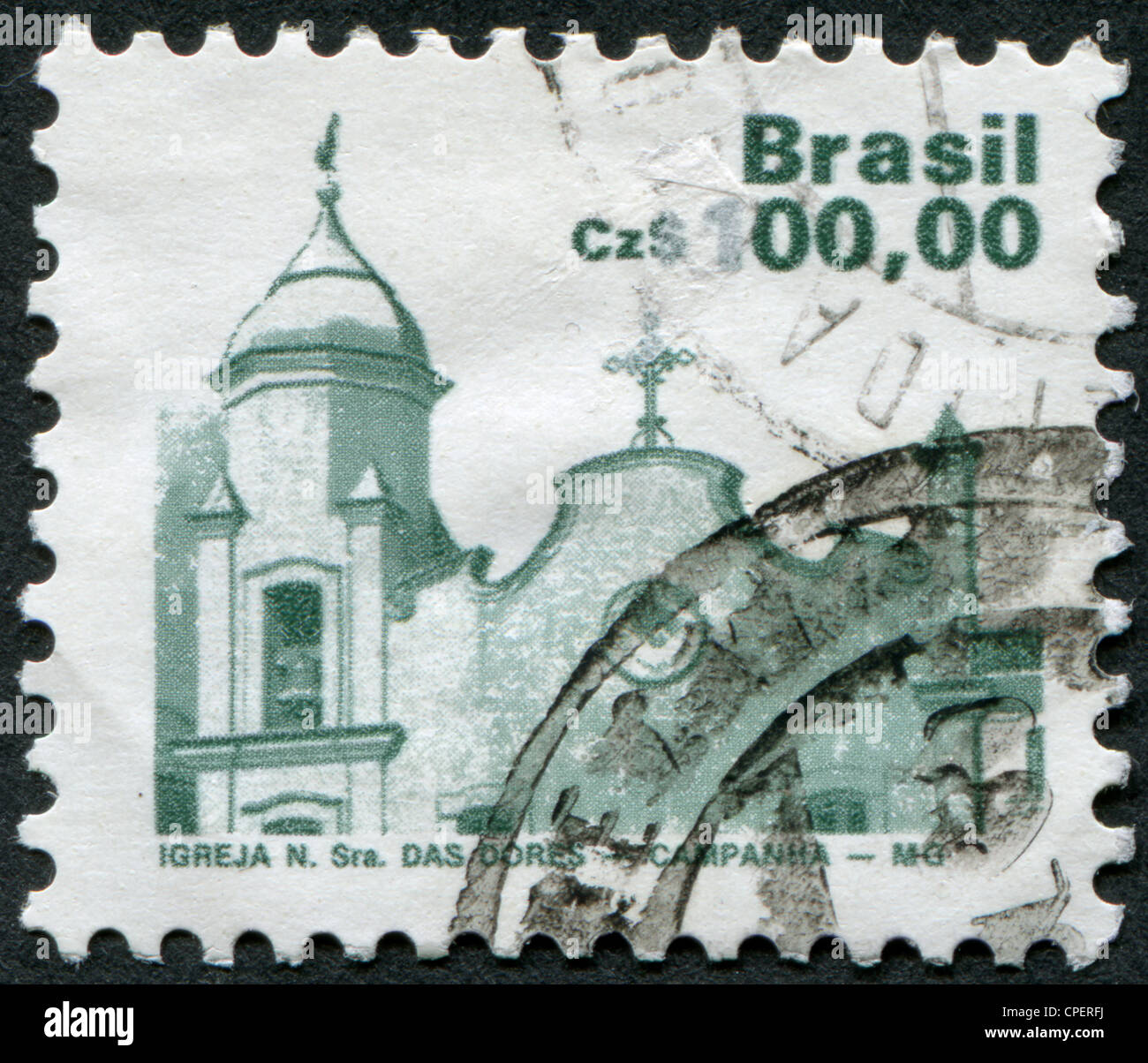 BRAZIL - CIRCA 1986: Postage stamps printed in Brazil, shows a Church ...