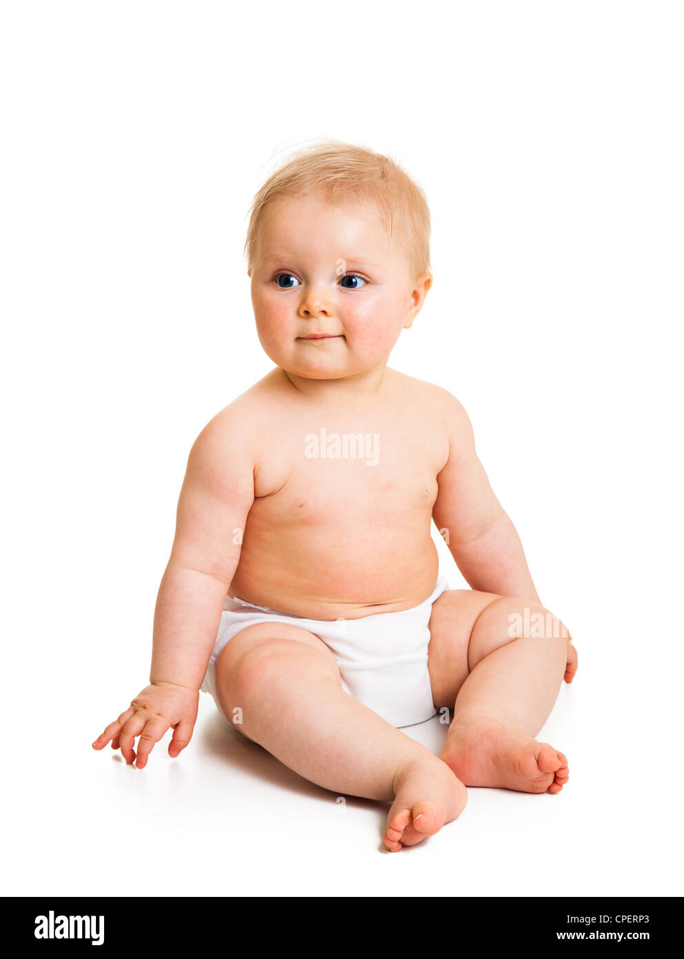 Cute infant angel with wings isolated on white Stock Photo - Alamy