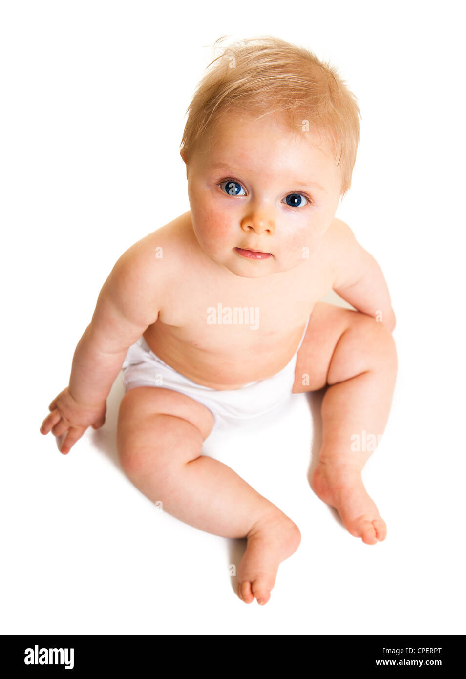 Cute infant angel with wings isolated on white Stock Photo - Alamy