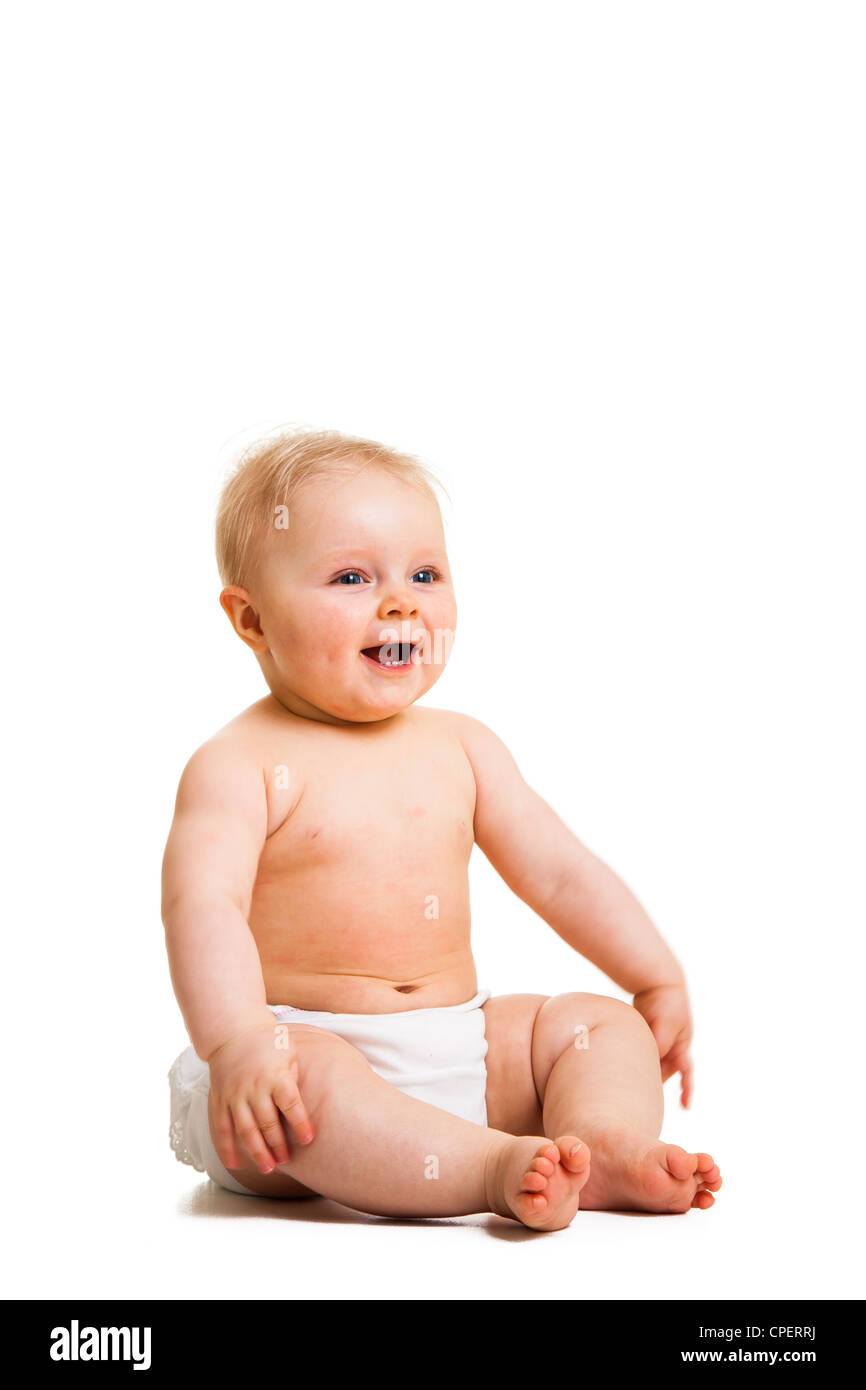 Cute infant angel with wings isolated on white Stock Photo - Alamy