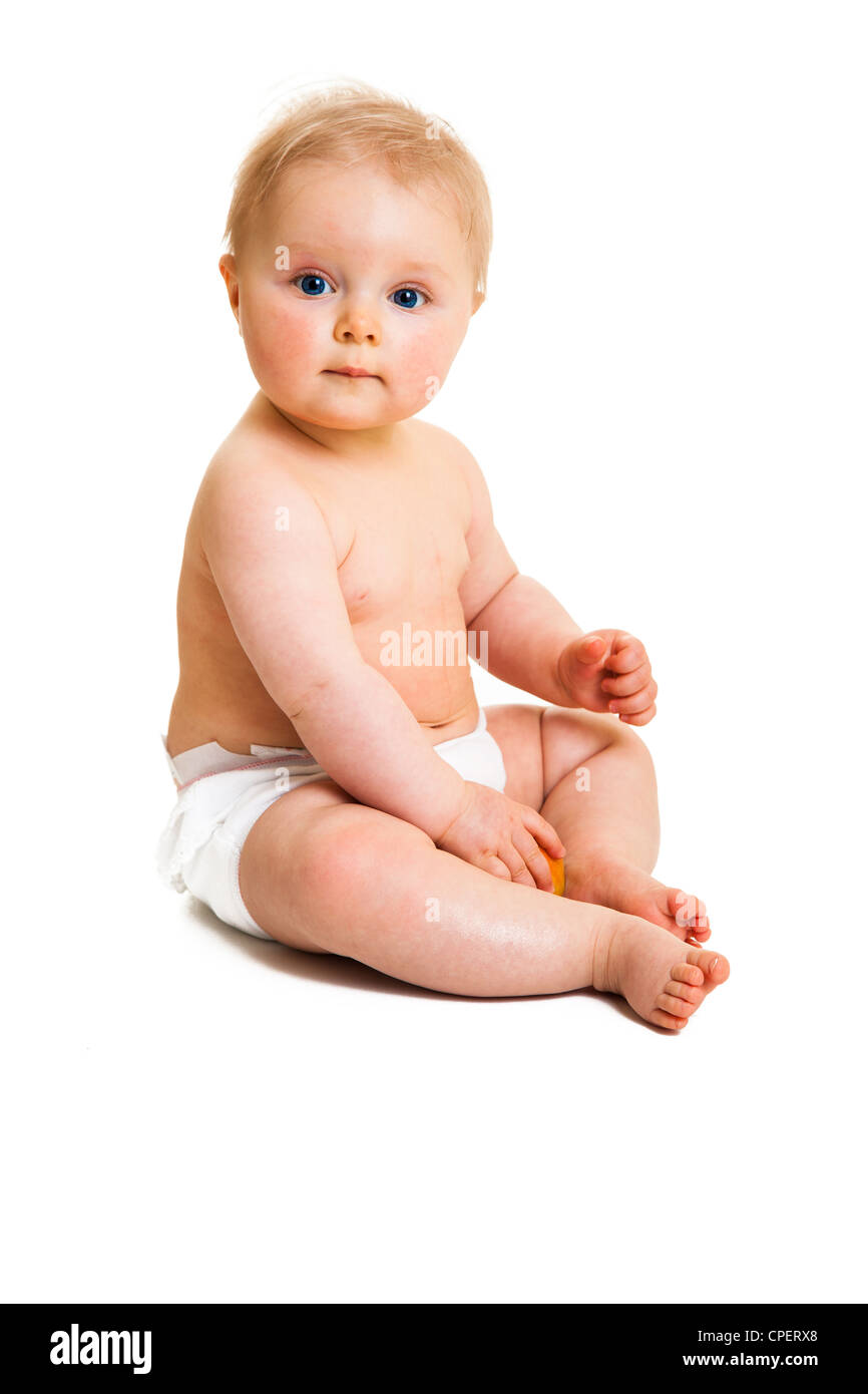 Cute infant angel with wings isolated on white Stock Photo - Alamy