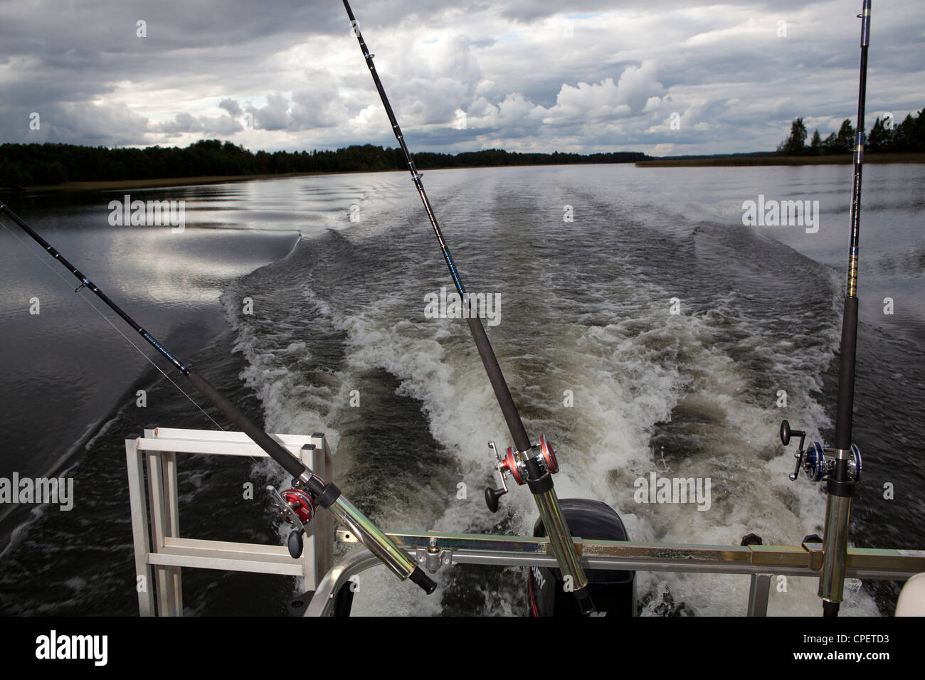 Fishing in lake Finland Stock Photo - Alamy