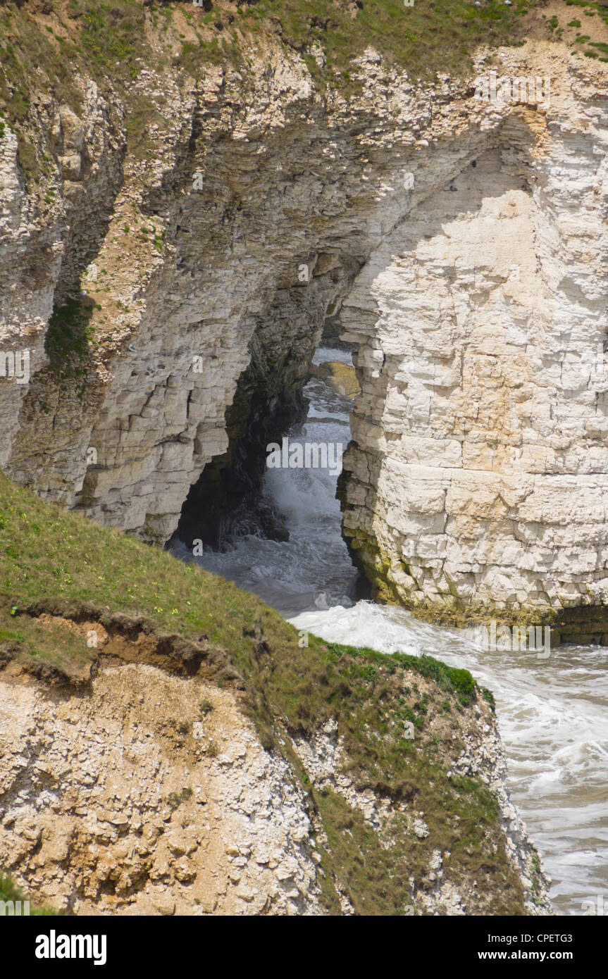 Flamborough Head - cave eroded into limestone cliffs Stock Photo - Alamy