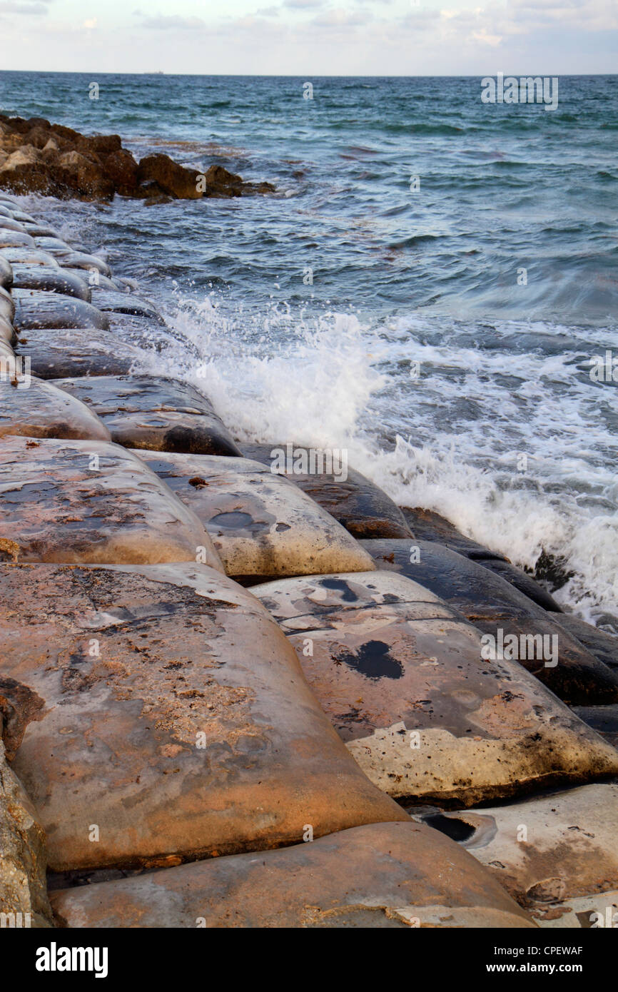 Boca Raton Florida,Palm Beach County,Atlantic Ocean water shore,cement ...