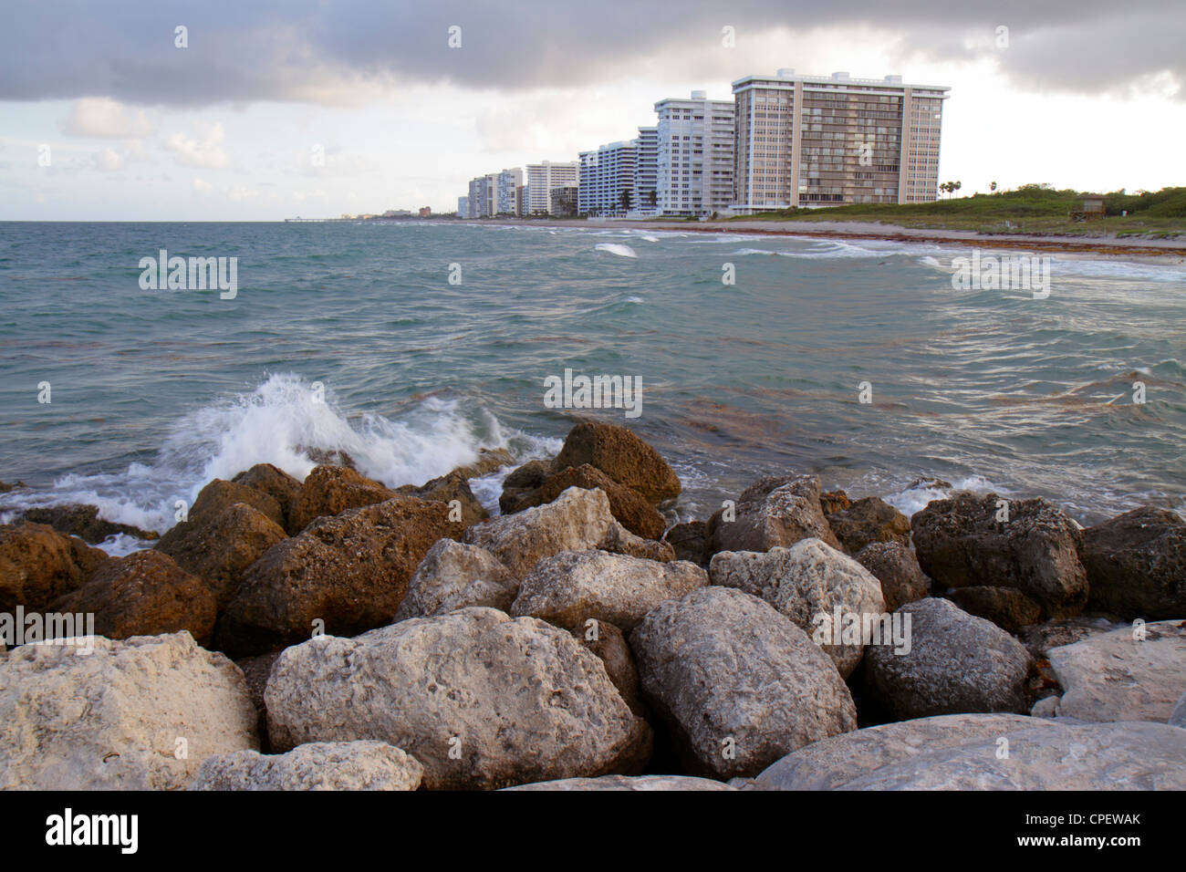 Boca Raton Florida,Palm Beach County,Atlantic Ocean water shore,cement ...