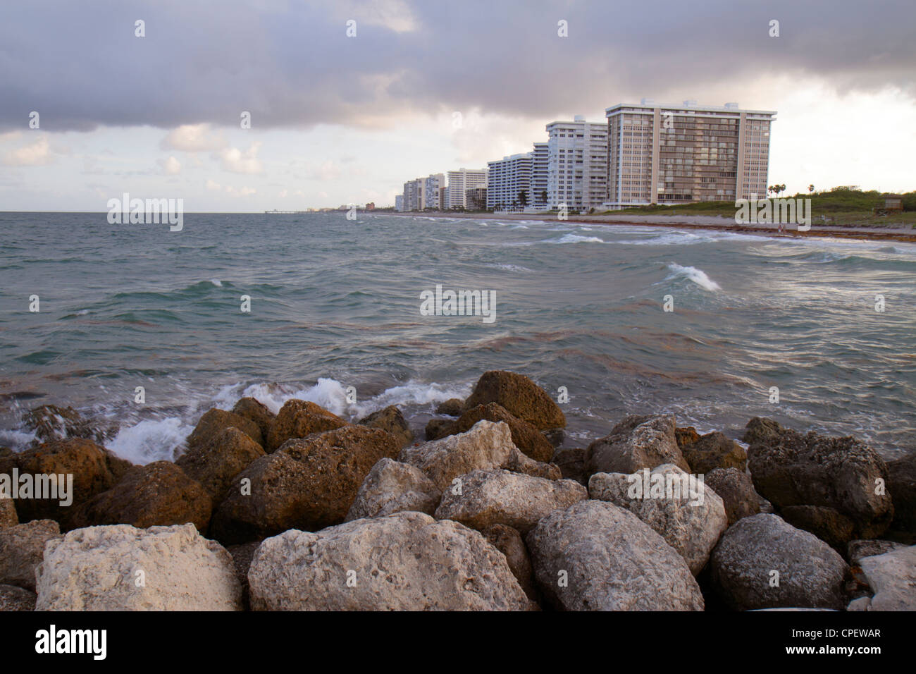 Boca Raton Florida,Palm Beach County,Atlantic Ocean water shore,cement ...