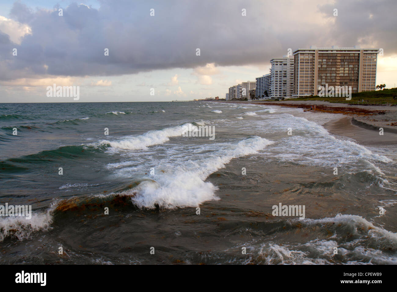 Boca Raton Florida,Palm Beach County,Atlantic Ocean water shore,cement ...